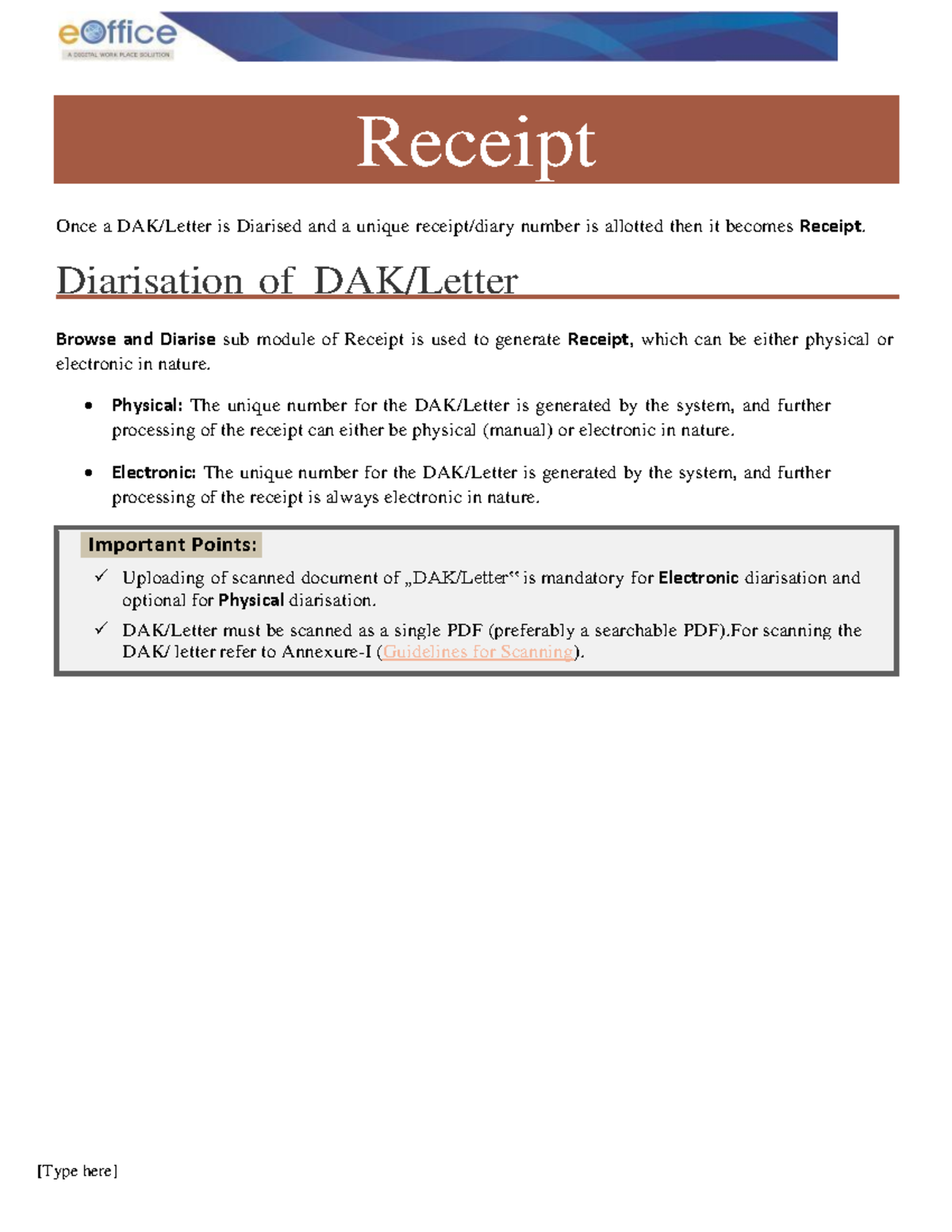 E File NTA User Guide old - Receipt ####### Once a DAK/Letter is ...