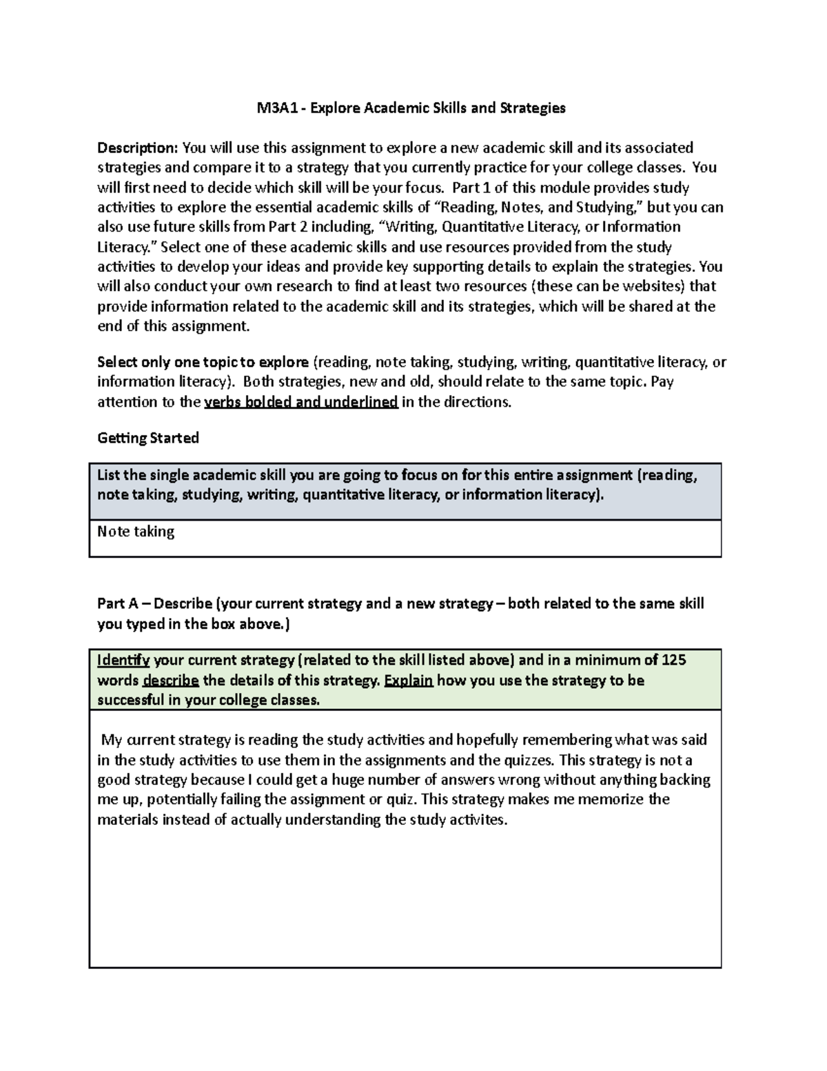 M3A1 - Career - M3A1 - Explore Academic Skills and Strategies ...
