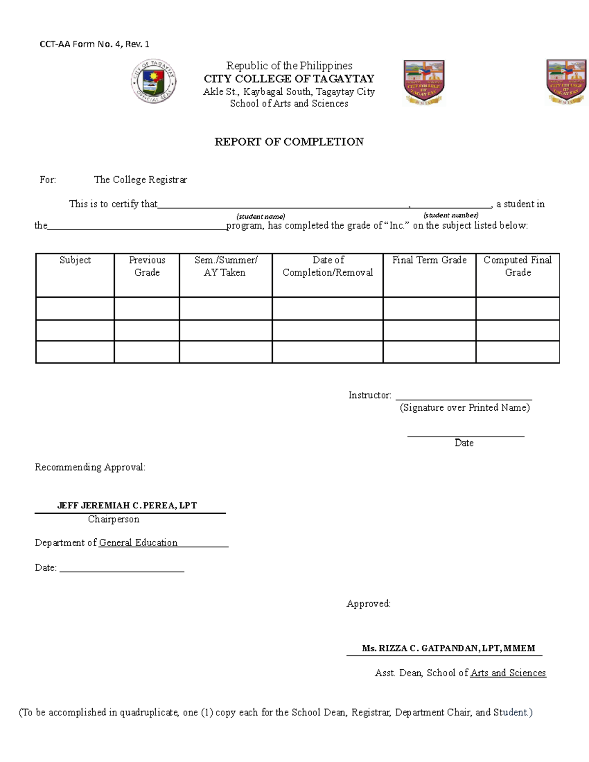 Completion FORM Rose Ann B - Foundations of Special and Inclusive ...