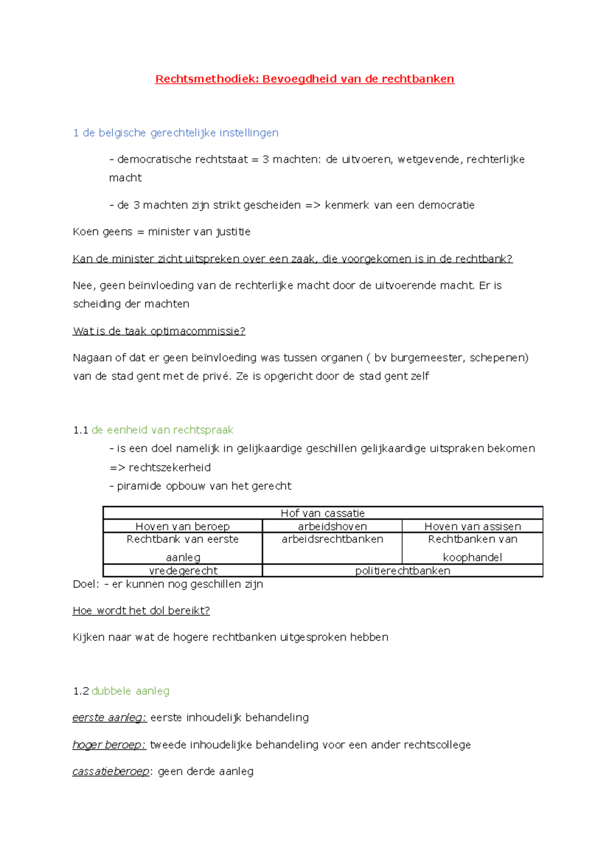 Bevoegdheid van de rechtbanken - Er is scheiding der machten Wat is de ...