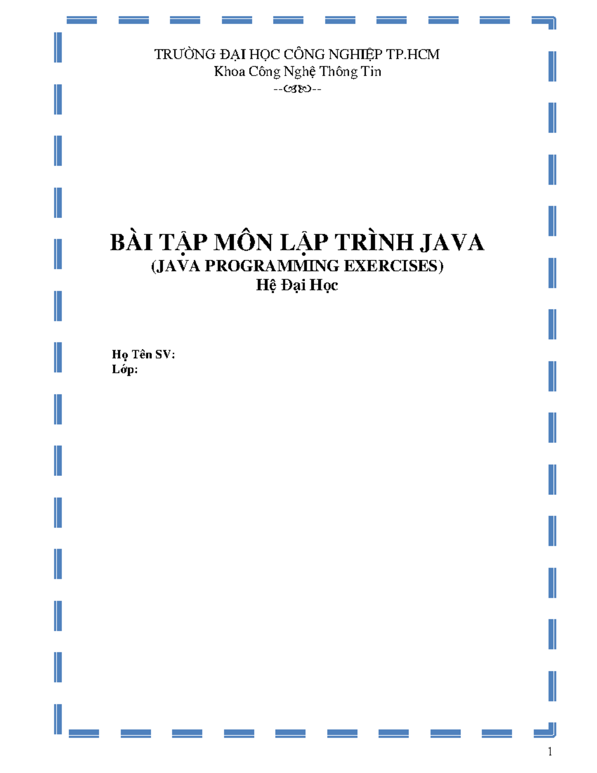 Bai Tap Lthsk JAVA - bt thuc hanh - TRƯỜNG ĐẠI HỌC CÔNG NGHIỆP TP Khoa Công Nghệ Thông Tin ...