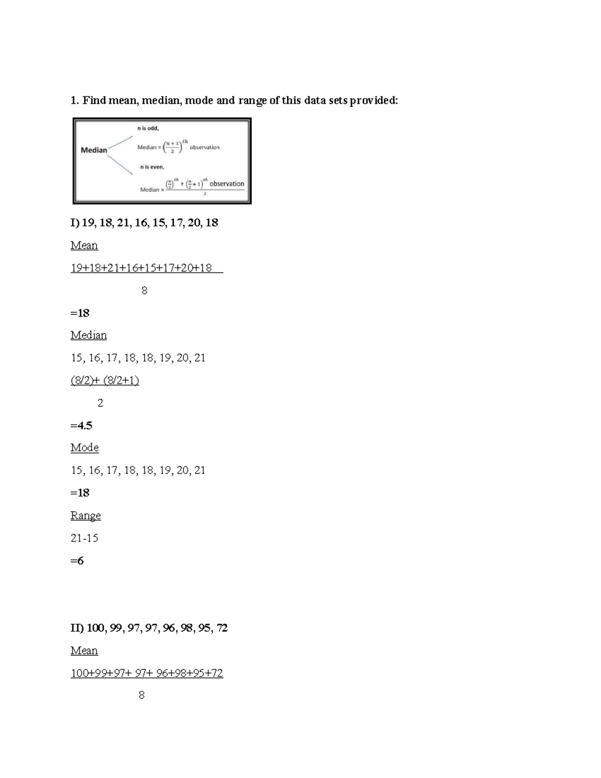 Business statistics and data analytics Tutorial U8 - Find mean, median ...