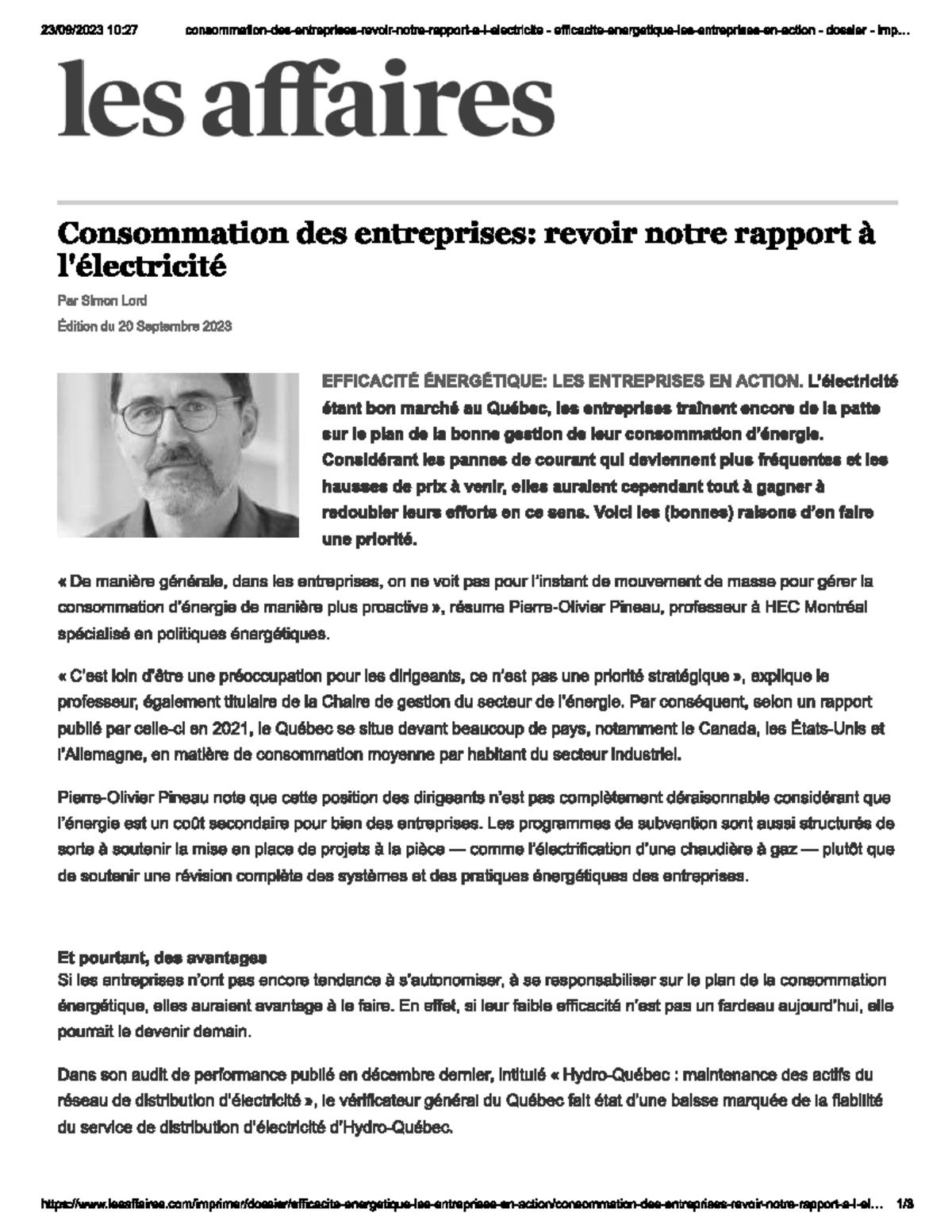 Article 3a jeudi - Consommation des entreprises. revoir notre rapport à ...
