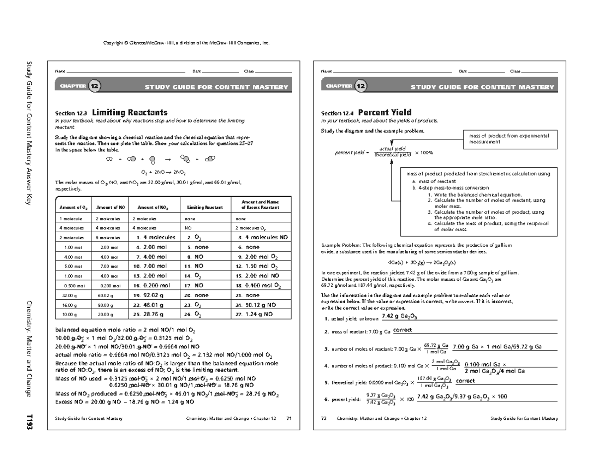 Key Sg 12 Chemistry Copyright Glencoe McGraw Hill A Division Of
