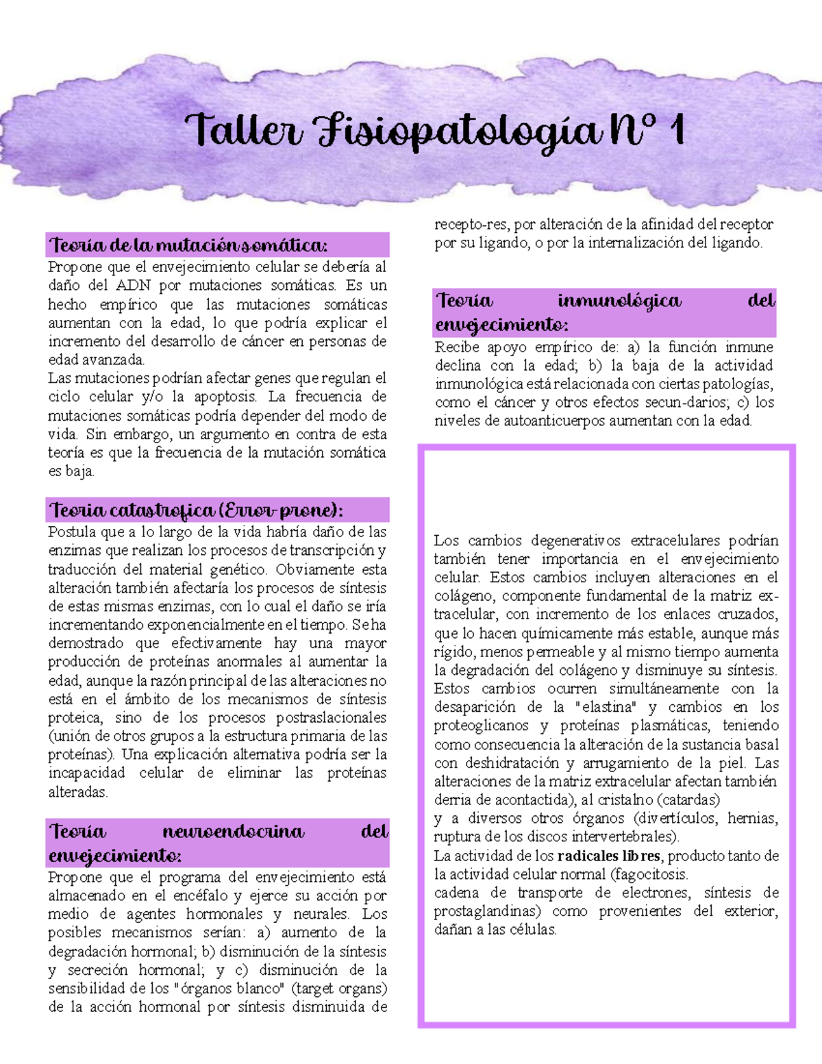 Taller Fisiopatologã A - Teoría de la mutación somática: Propone que el ...