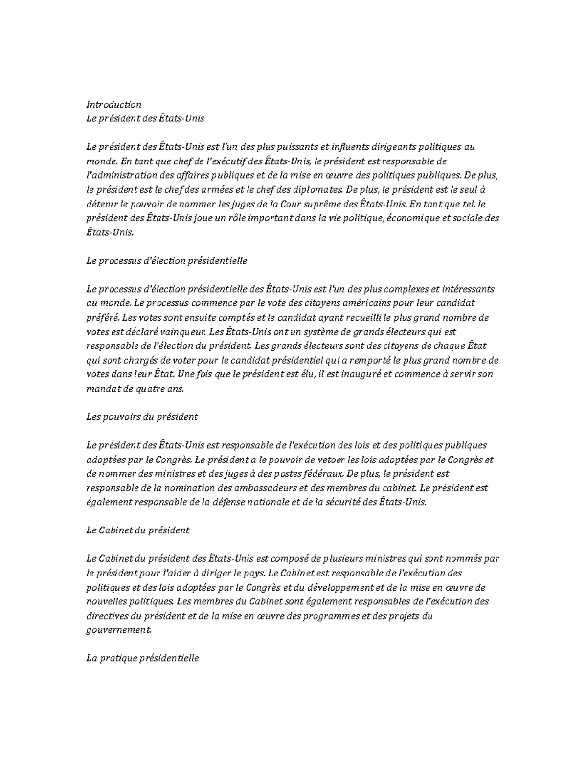 The American Presidency;;;;;;;;; Notes de cours - Introduction Le ...