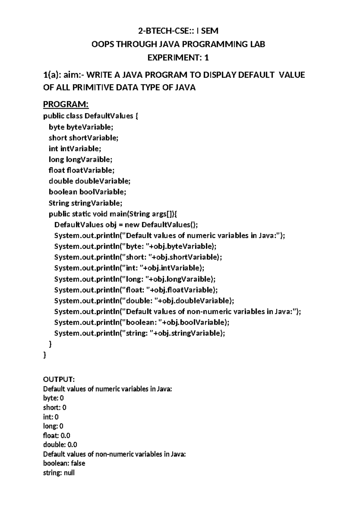 JAVA- Practical-1 - practical 1 - 2-BTECH-CSE:: I SEM OOPS THROUGH JAVA ... JAVA- Practical-1 - practical 1 - 2-BTECH-CSE:: I SEM OOPS THROUGH JAVA ...
