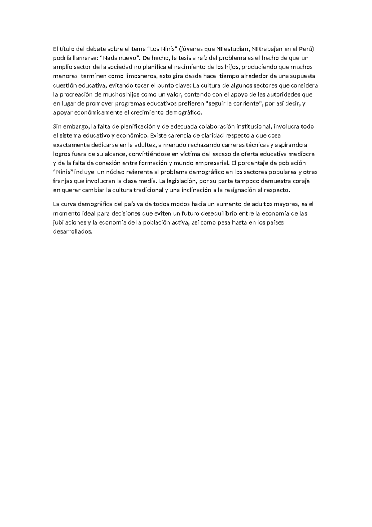 Comunicacion 3 - trabajo de ciclo 2 - El título del debate sobre el ...