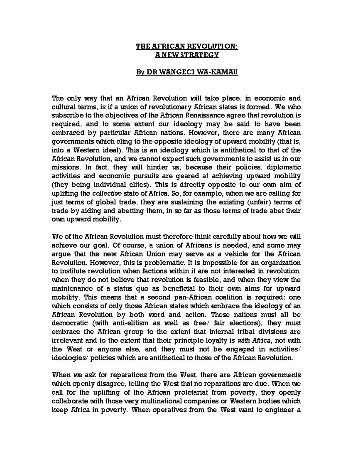 The-African-Revolution - THE AFRICAN REVOLUTION: A NEW STRATEGY By DR ...