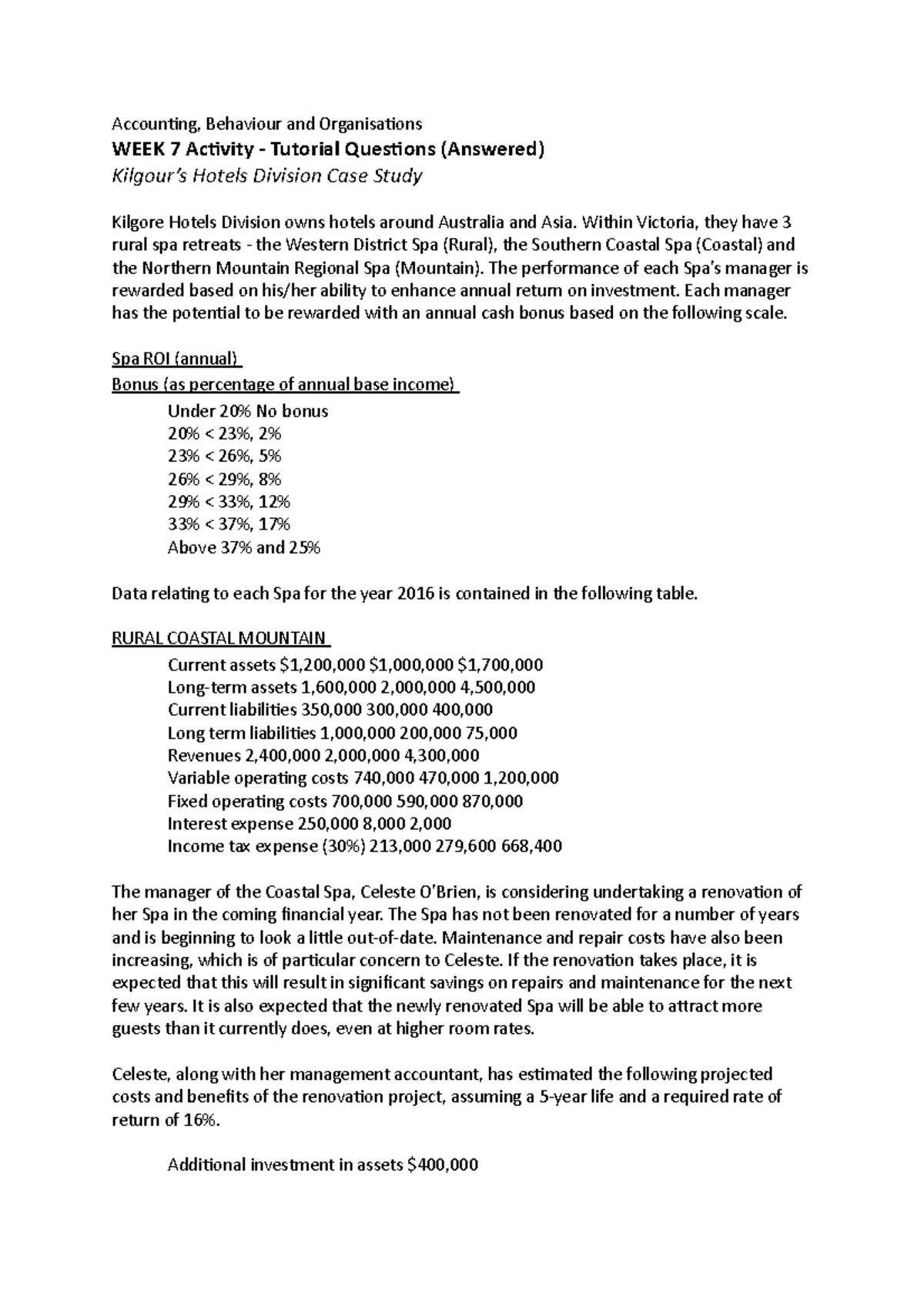 Week 7 Activity - Tutorial Questions (Answered) - Accounting, Behaviour ...