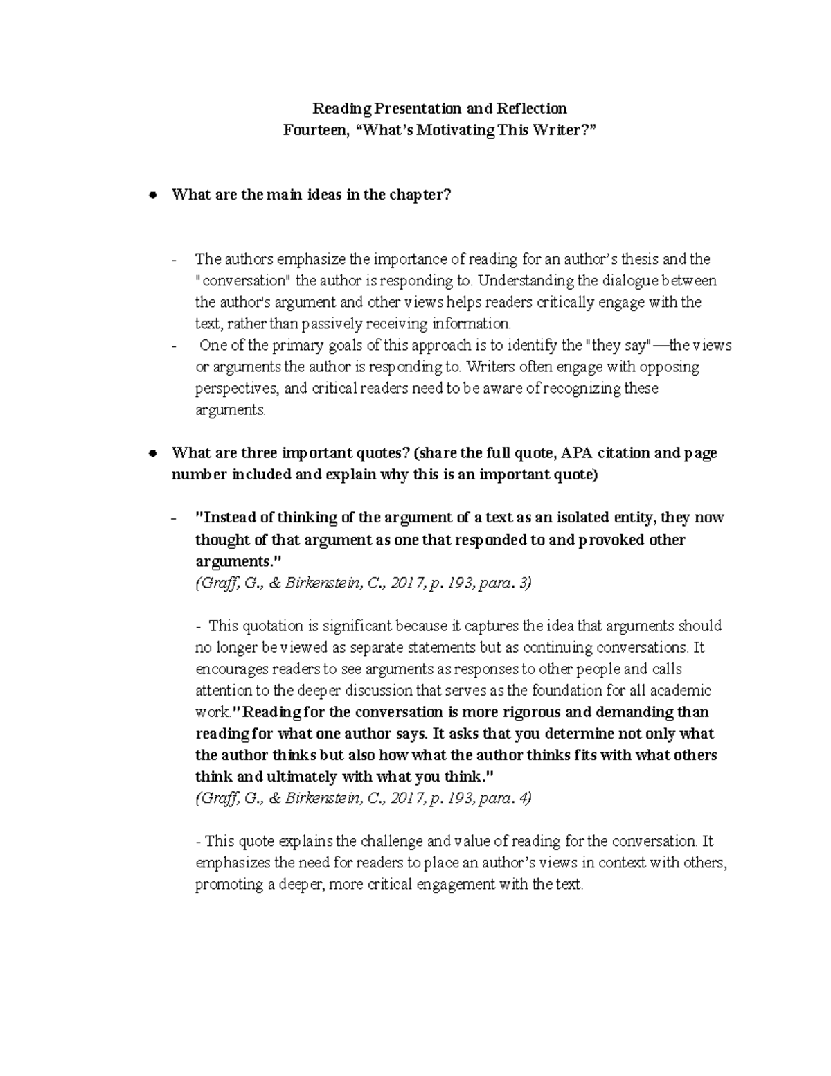 Reading Presentation and Reflection - Reading Presentation and ...