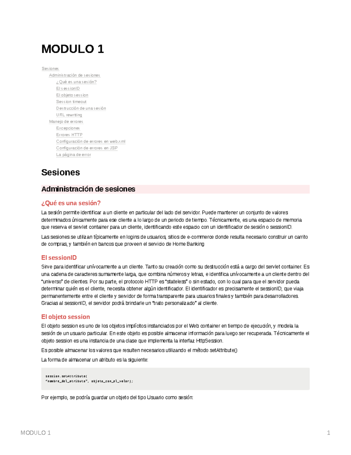 Modulo 1 - MODULO 1 Sesiones Administración de sesiones ¿Qué es una ...