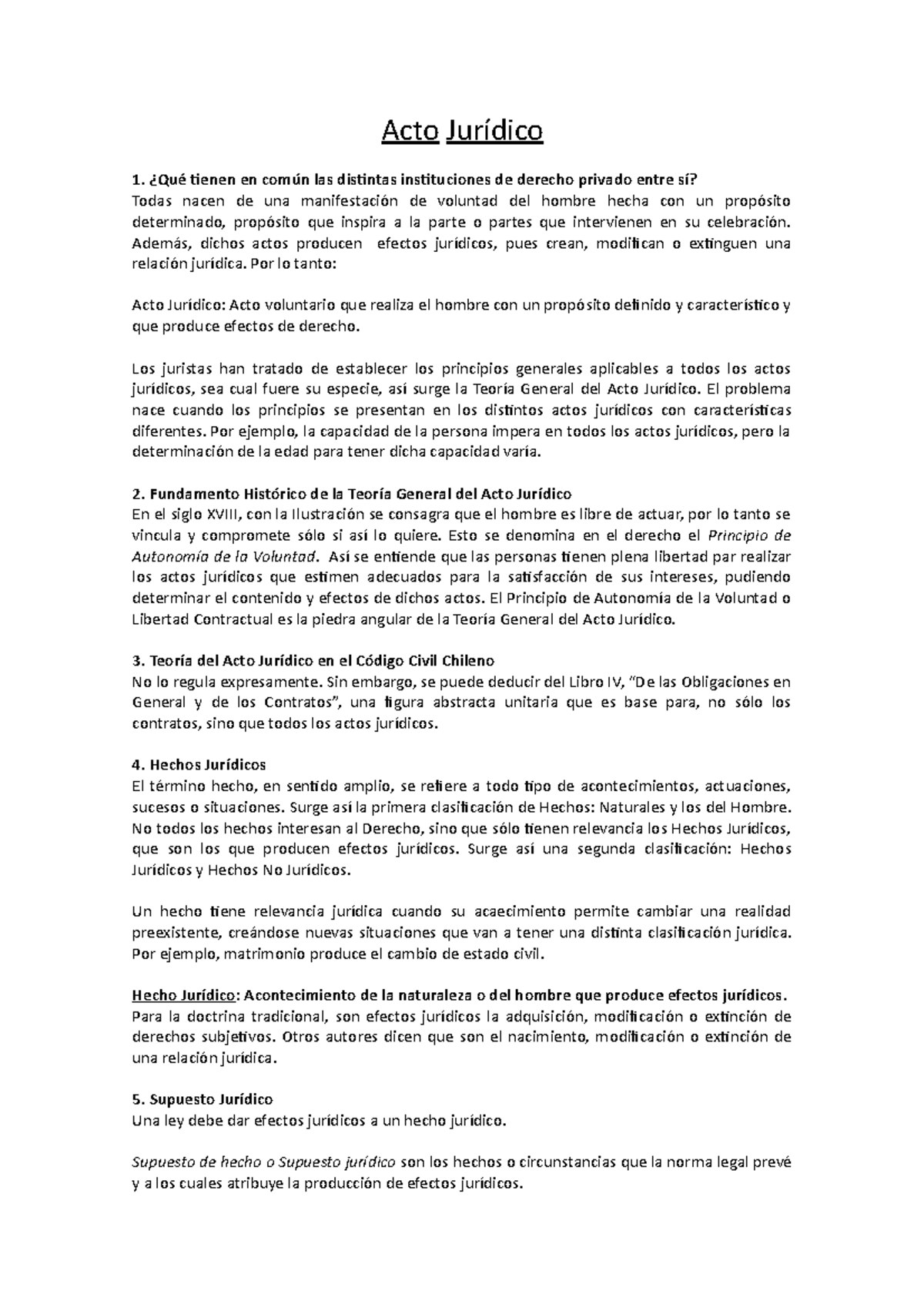 Acto Jurídico Civil 1 - Acto 1. tienen en las distintas instituciones ...