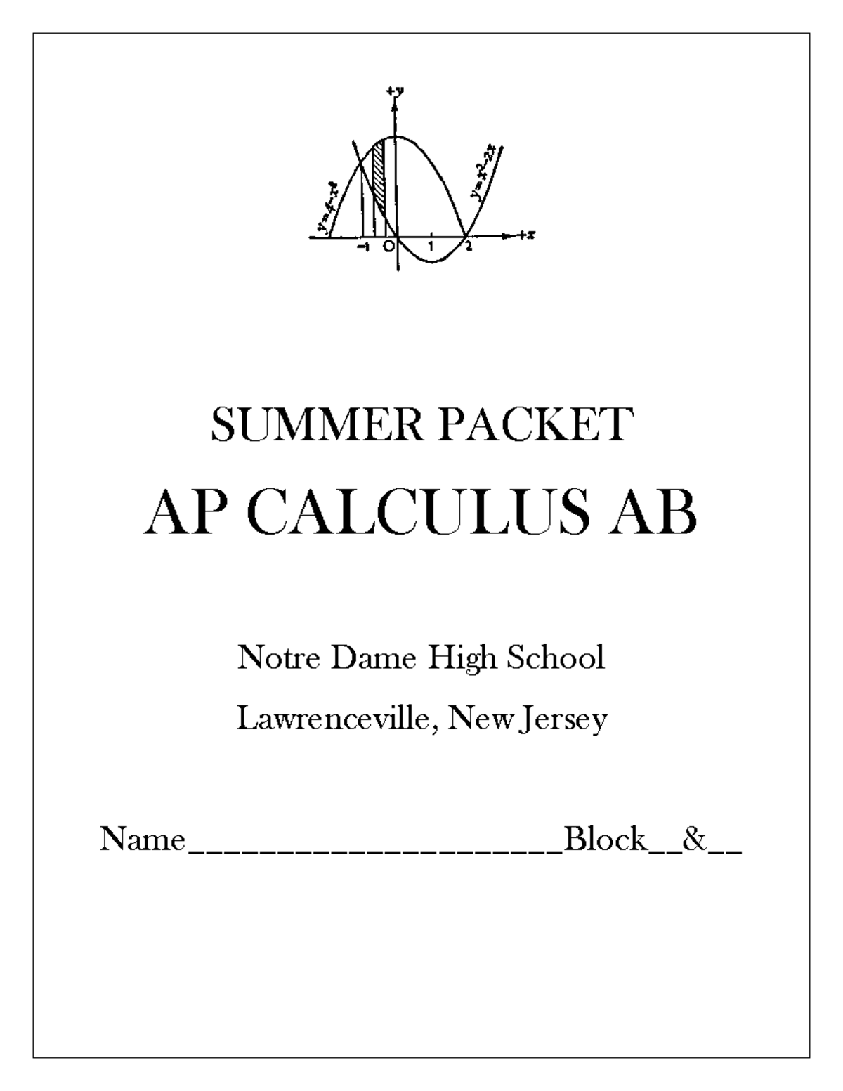 APCalculus AB - Reviewer and Guide Lesson - SUMMER PACKET AP CALCULUS ...