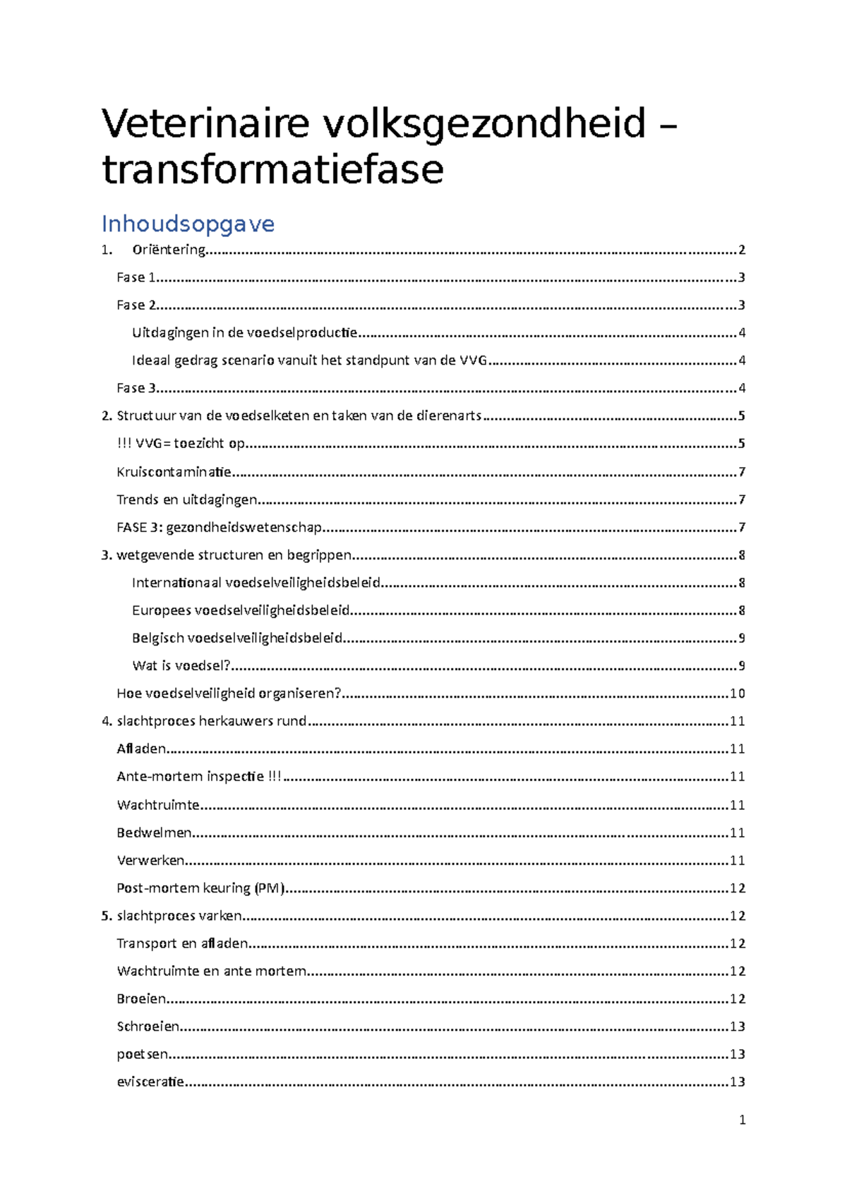 Transformatie fase - Veterinaire volksgezondheid – transformatiefase ...
