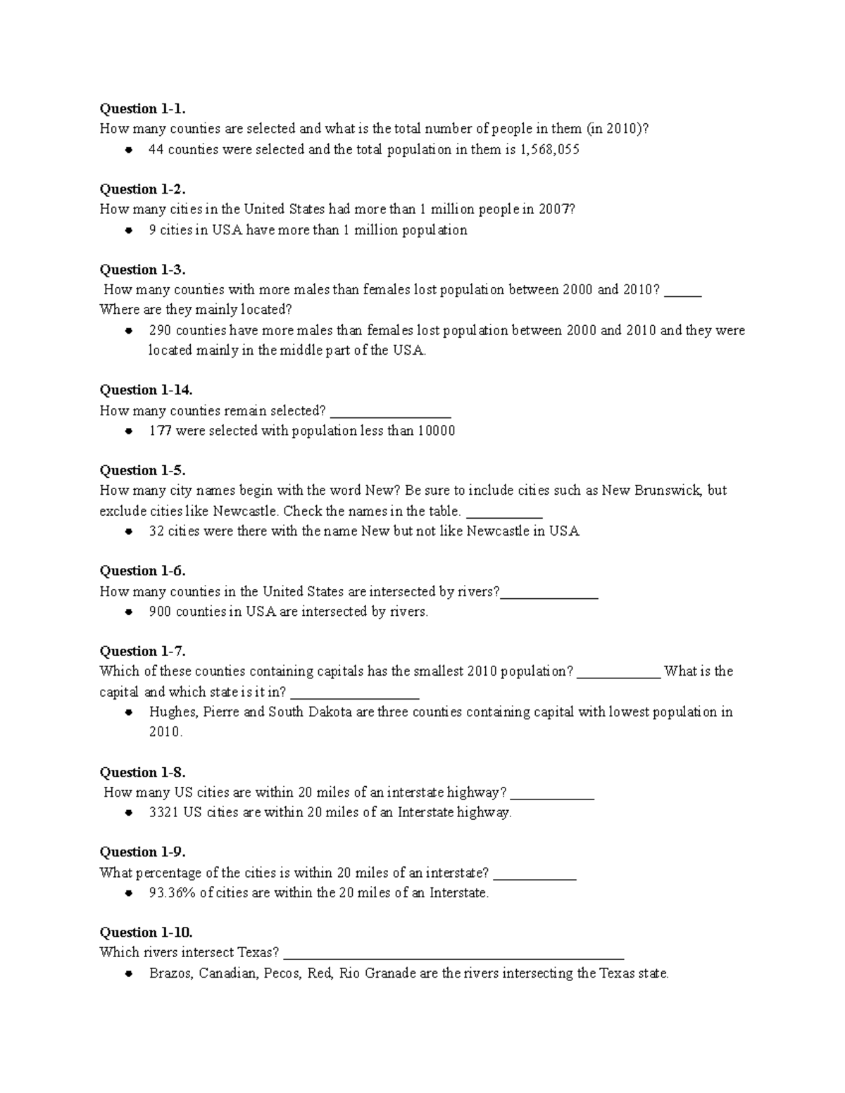 Lab 5 - GIS lab 5 - Question 1-1. How many counties are selected and what is the total number of ...