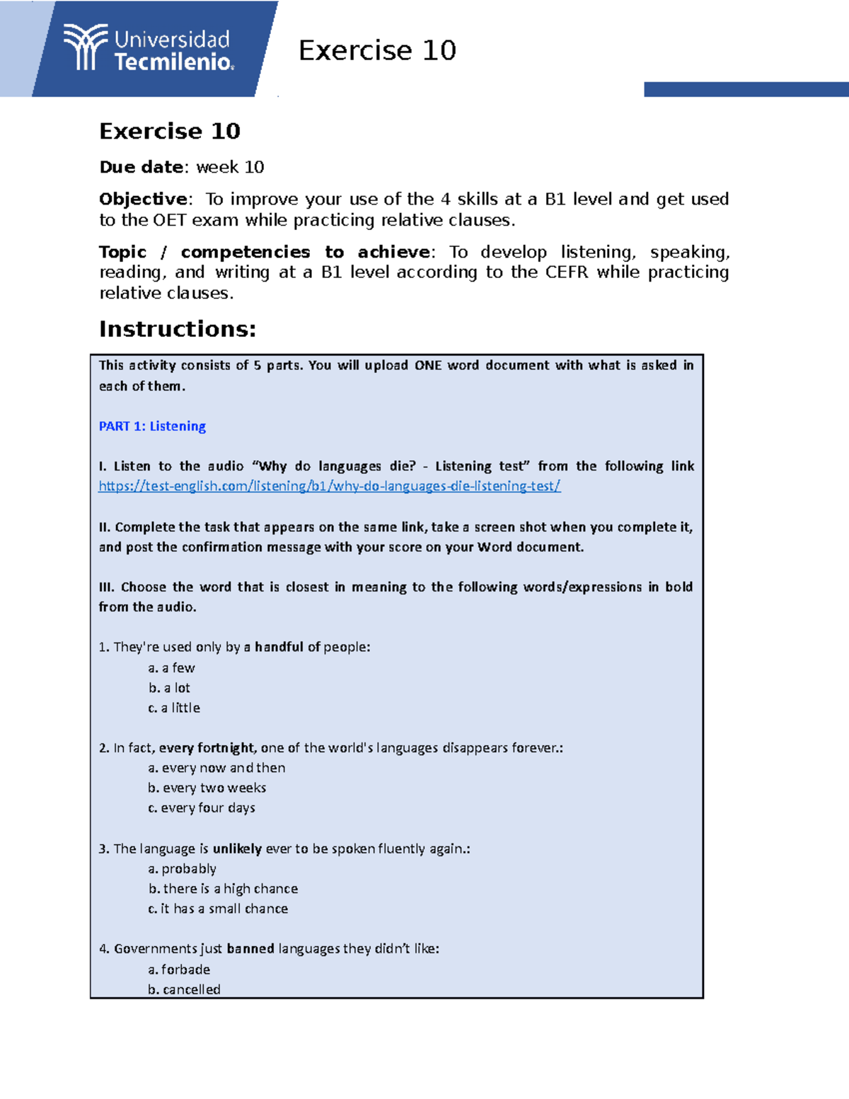 Exercise 10 - Canva - Exercise 10 Due date: week 10 Objective: To improve your use of the 4 ...