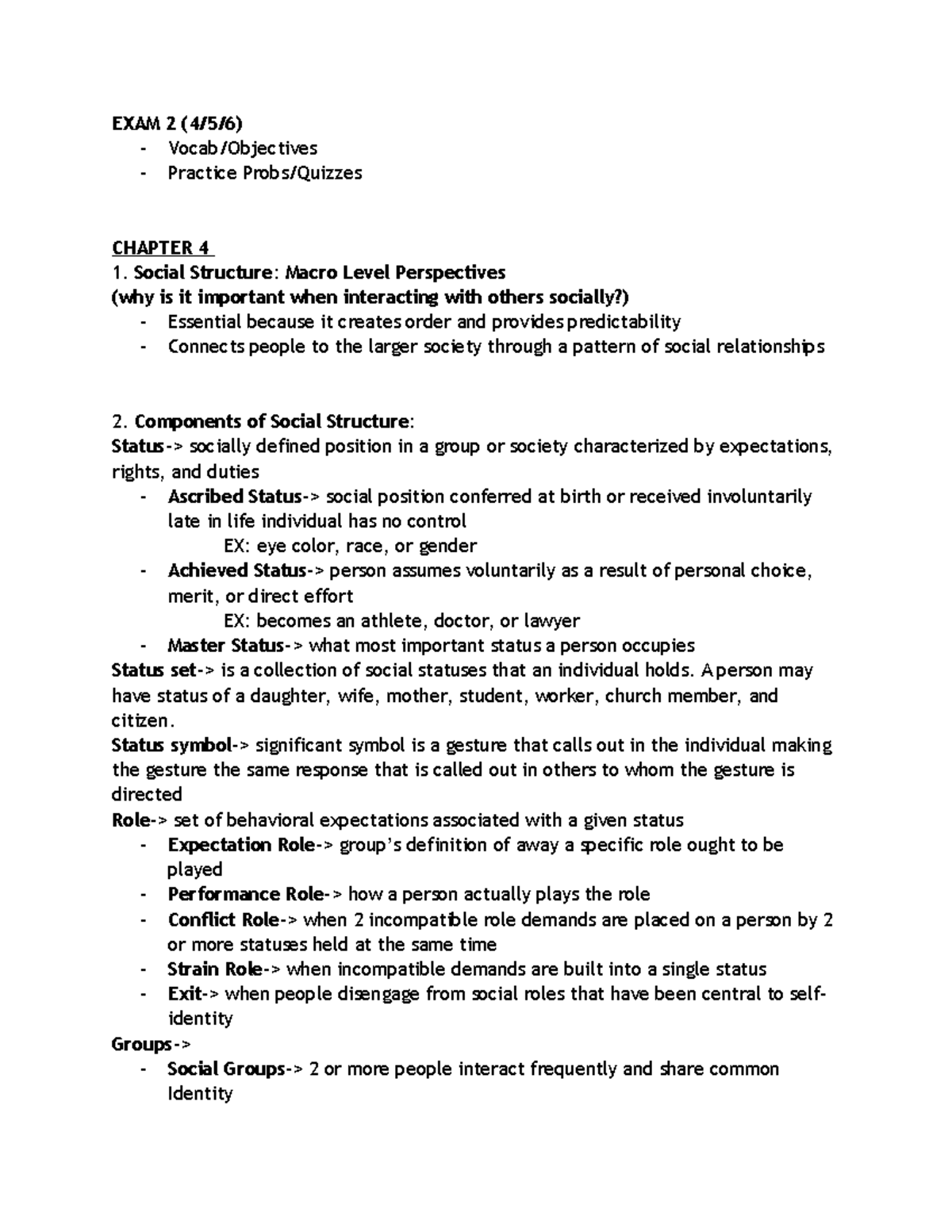 Test 2 Review - EXAM 2 (4/5/6) Vocab/Objectives Practice Probs/Quizzes ...