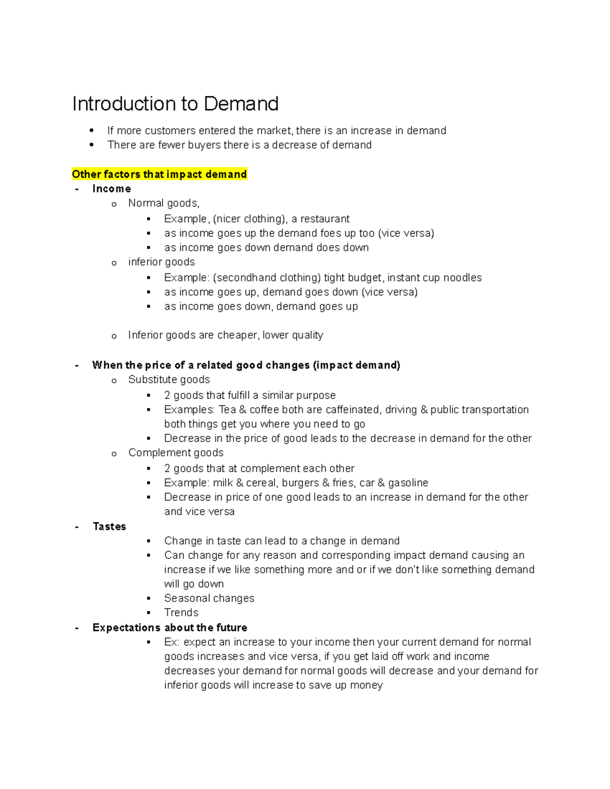 Econ 102- Chapter 2( Introduction to Demand) - Introduction to Demand ...