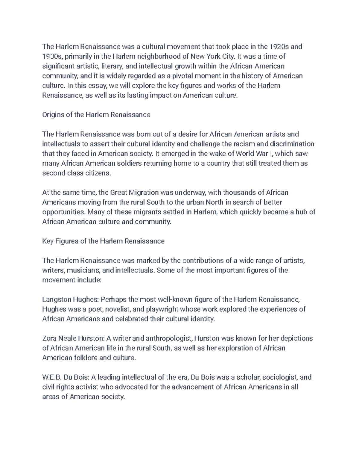 The Harlem Renaissance - It was a time of significant artistic ...