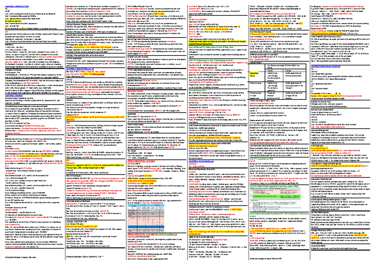 Tax Finals Cheatsheet final - CHAPTER 1: INTRODUCTION YA____ NPBT Less ...