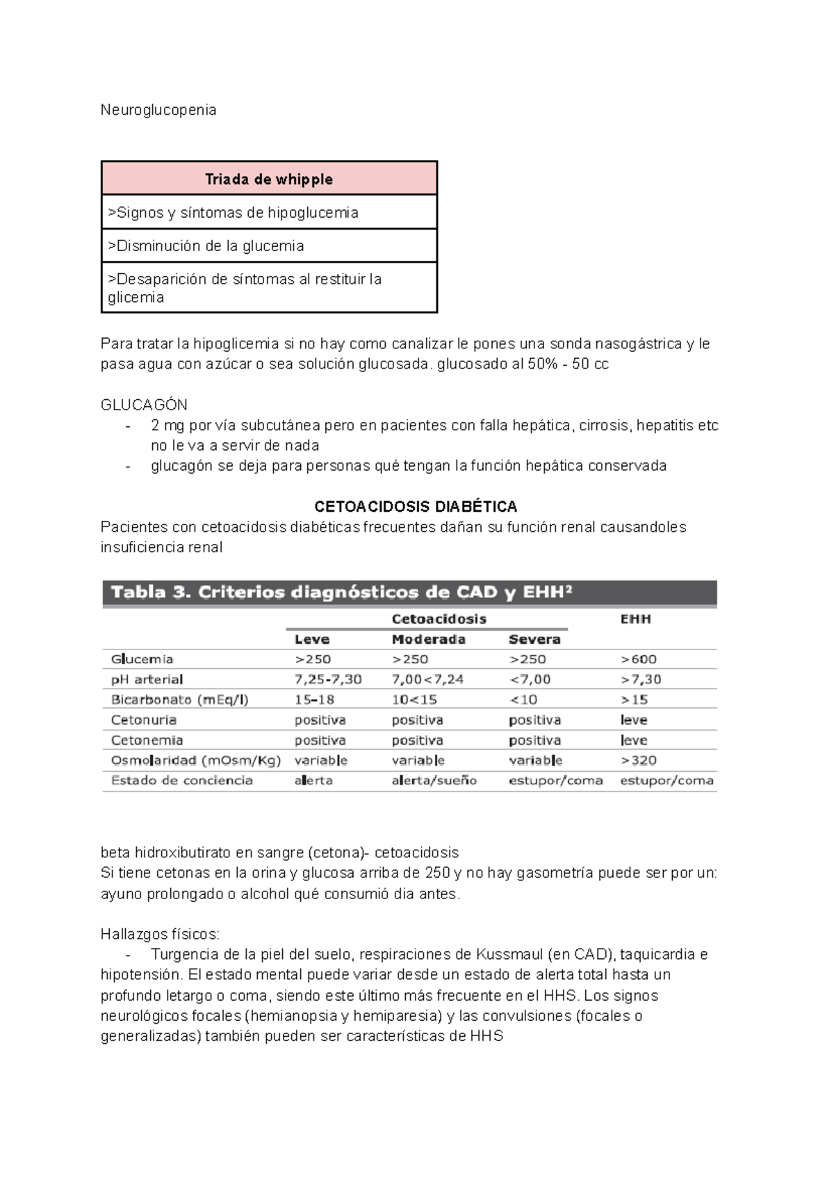 Urgencias 3er parcial - Neuroglucopenia Triada de whipple >Signos y ...