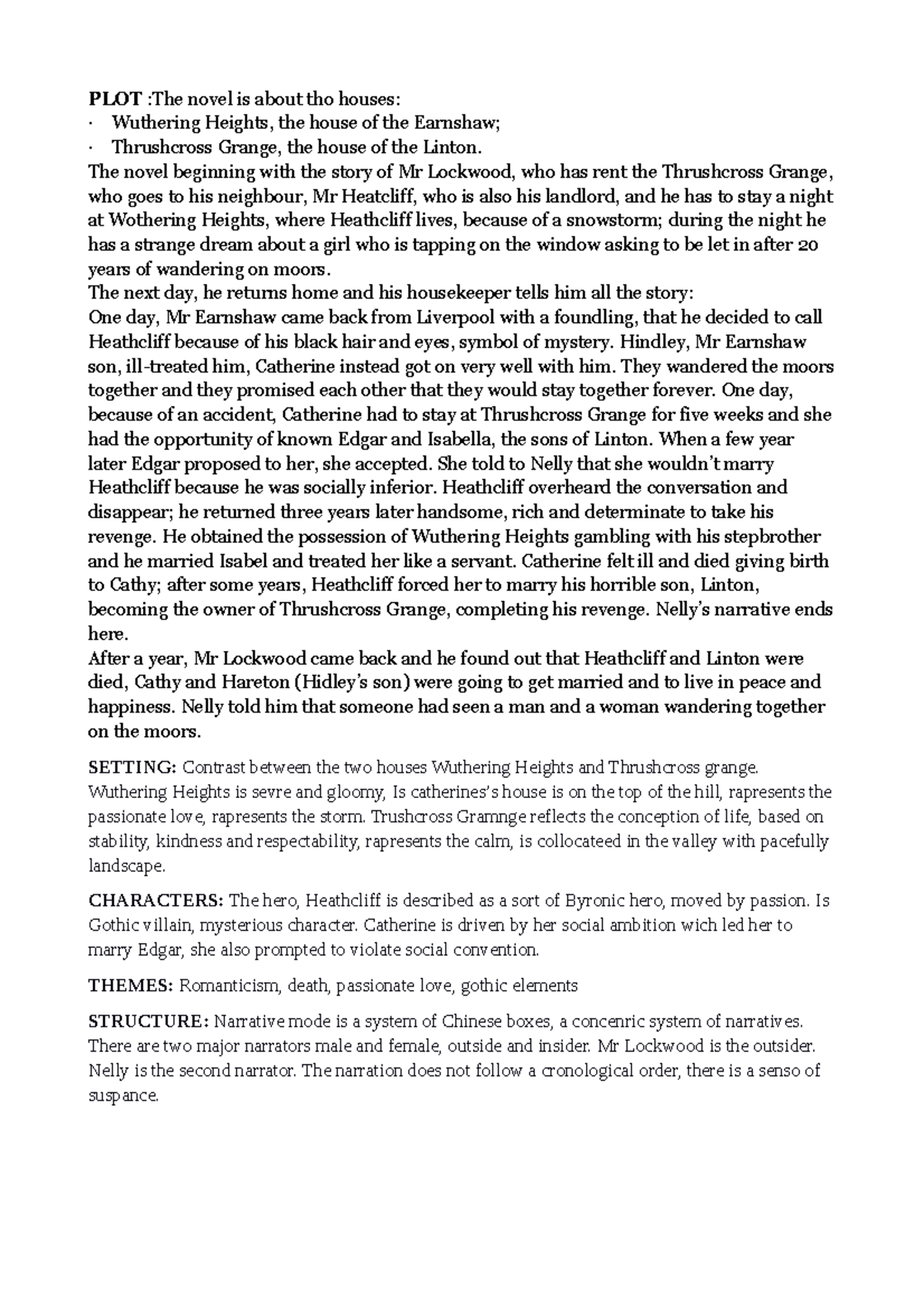 Wuthering Heights - The novel beginning with the story of Mr Lockwood ...