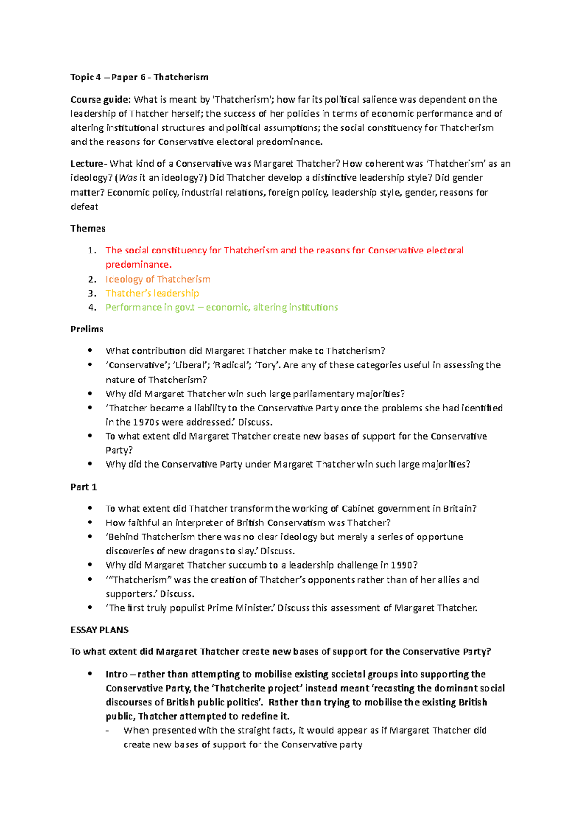 Topic 4 – Paper 6 - Thatcherism - Topic 4 – Paper 6 - Thatcherism ...