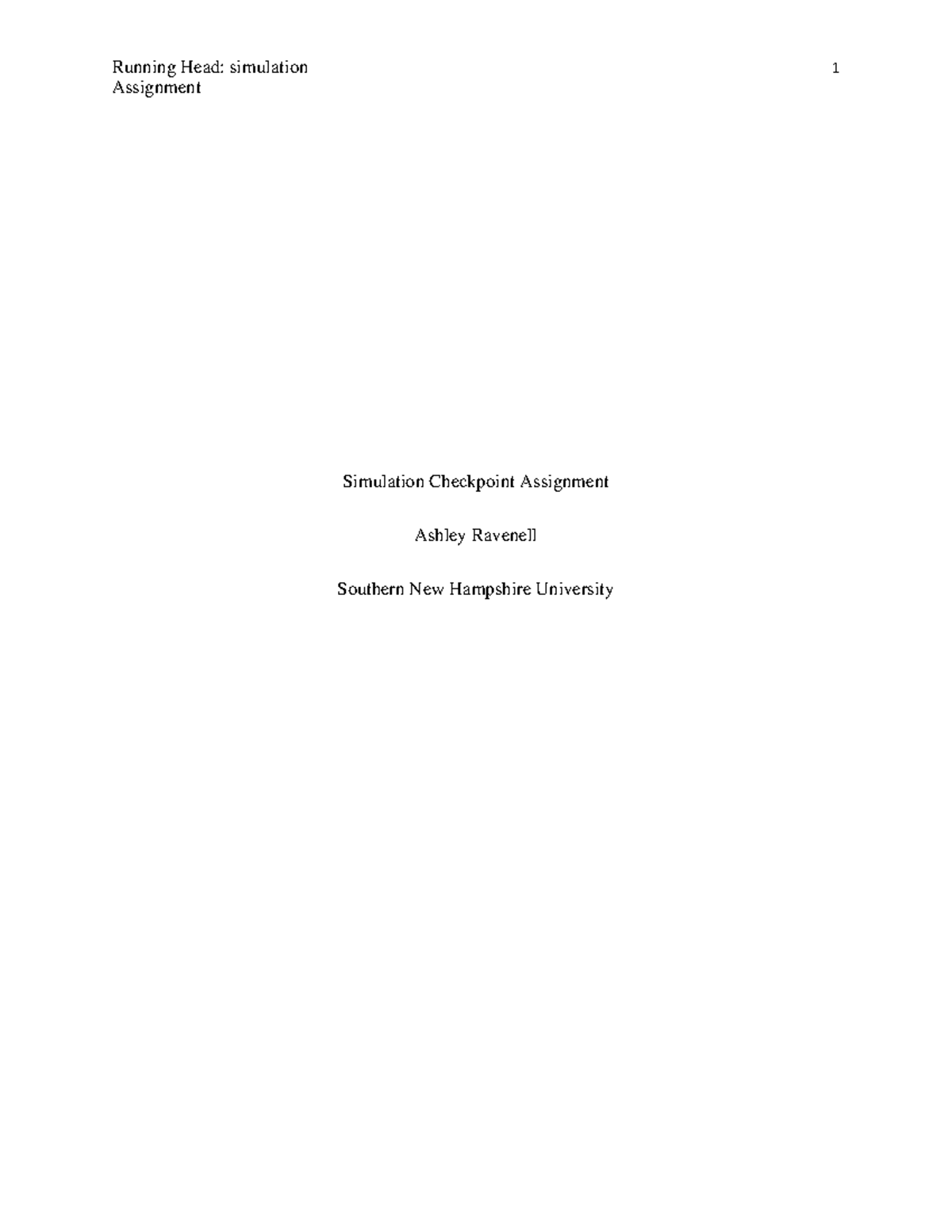 4-1 assignment - Assignment Simulation Checkpoint Assignment Ashley ...