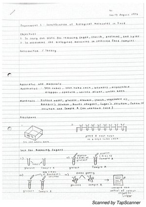 Bio experiment 1 lab report - BIO FOUNDATION BIOLOGY I LABORATORY 1 ...