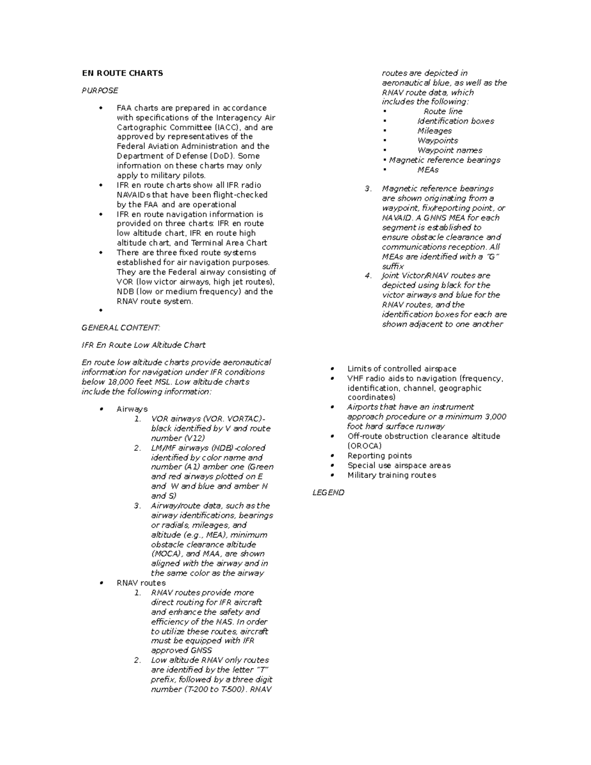 EN Route Charts - EN ROUTE CHARTS PURPOSE FAA charts are prepared in ...