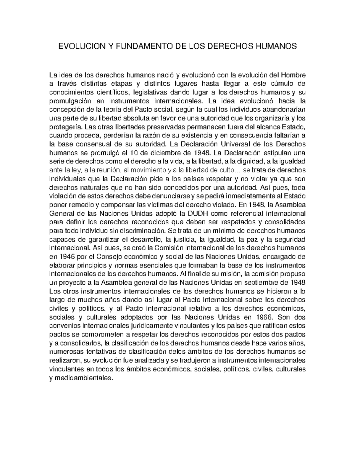 Ensayo de evolucion de los derchos humanos - EVOLUCION Y FUNDAMENTO DE ...