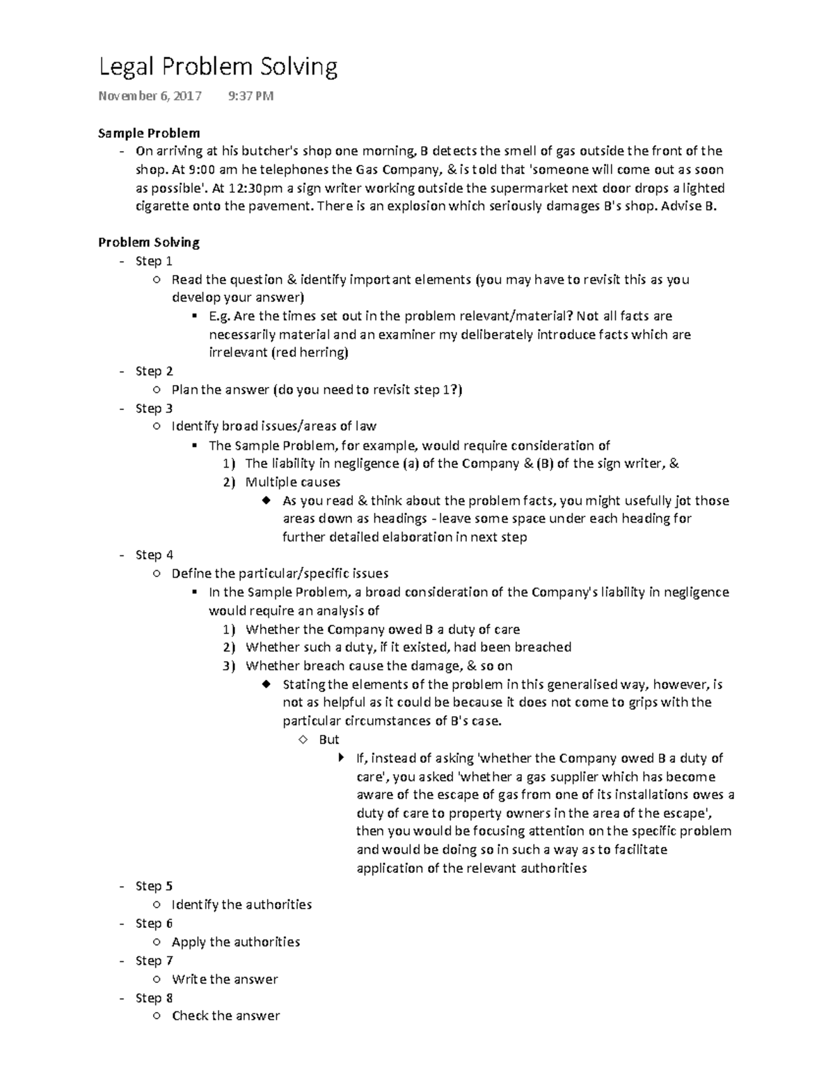 Foundations - Part 5 - legal Problem - Legal Problem Solving November 6 ...