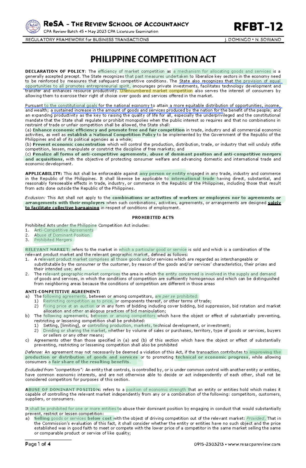 Philippine-Competition-act - ReSA - THE REVIEW SCHOOL OF ACCOUNTANCY ...