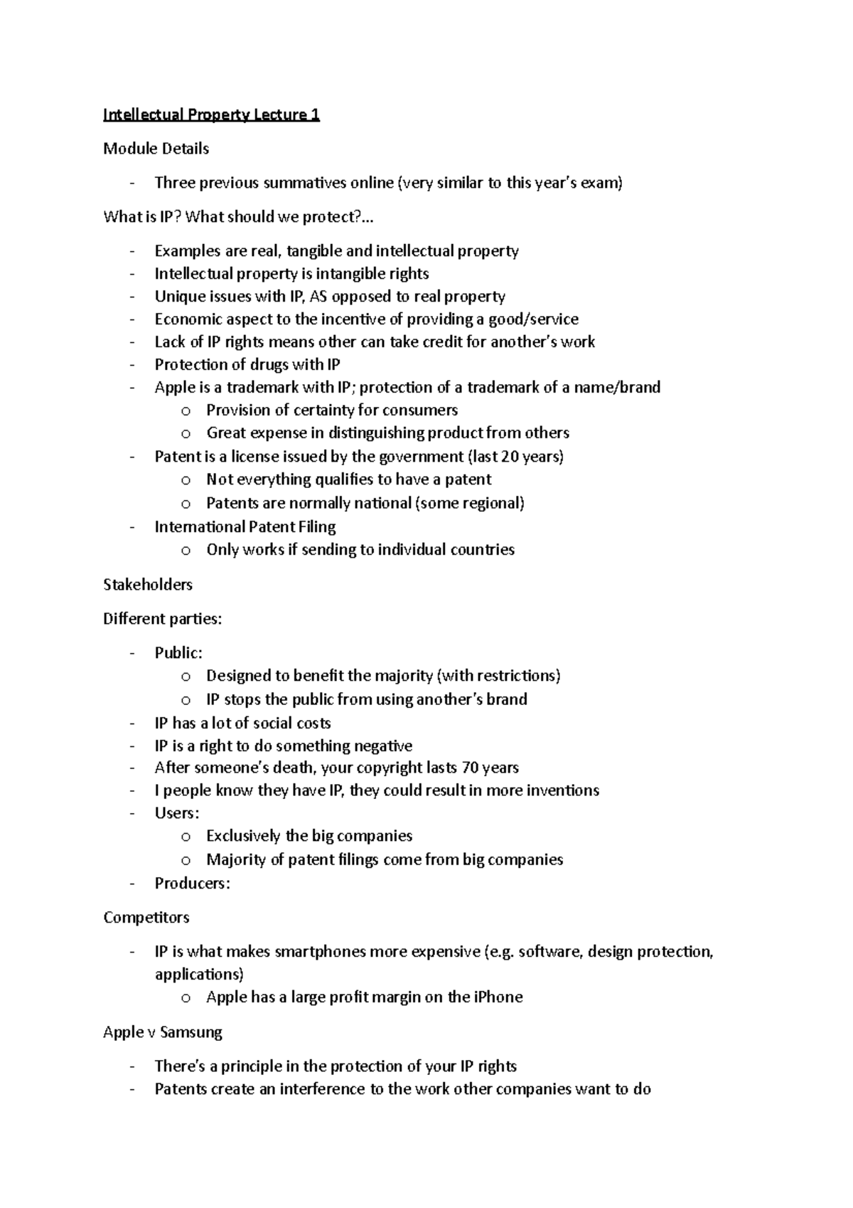 Intellectual Property Lecture 1 - .. Examples are real, tangible and ...