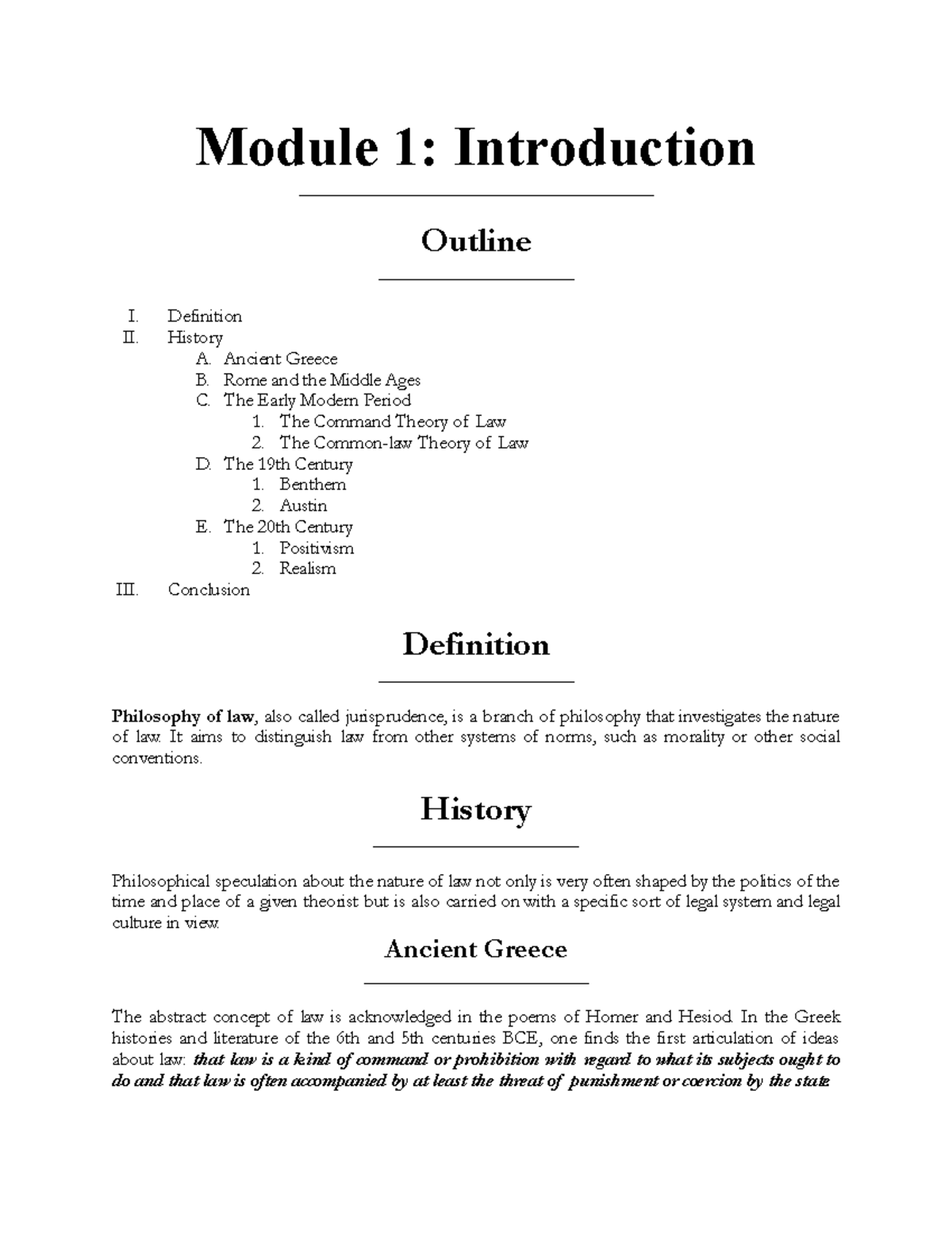 Module 1 - Guides in Philisophy of Law - Module 1: Introduction - Studocu