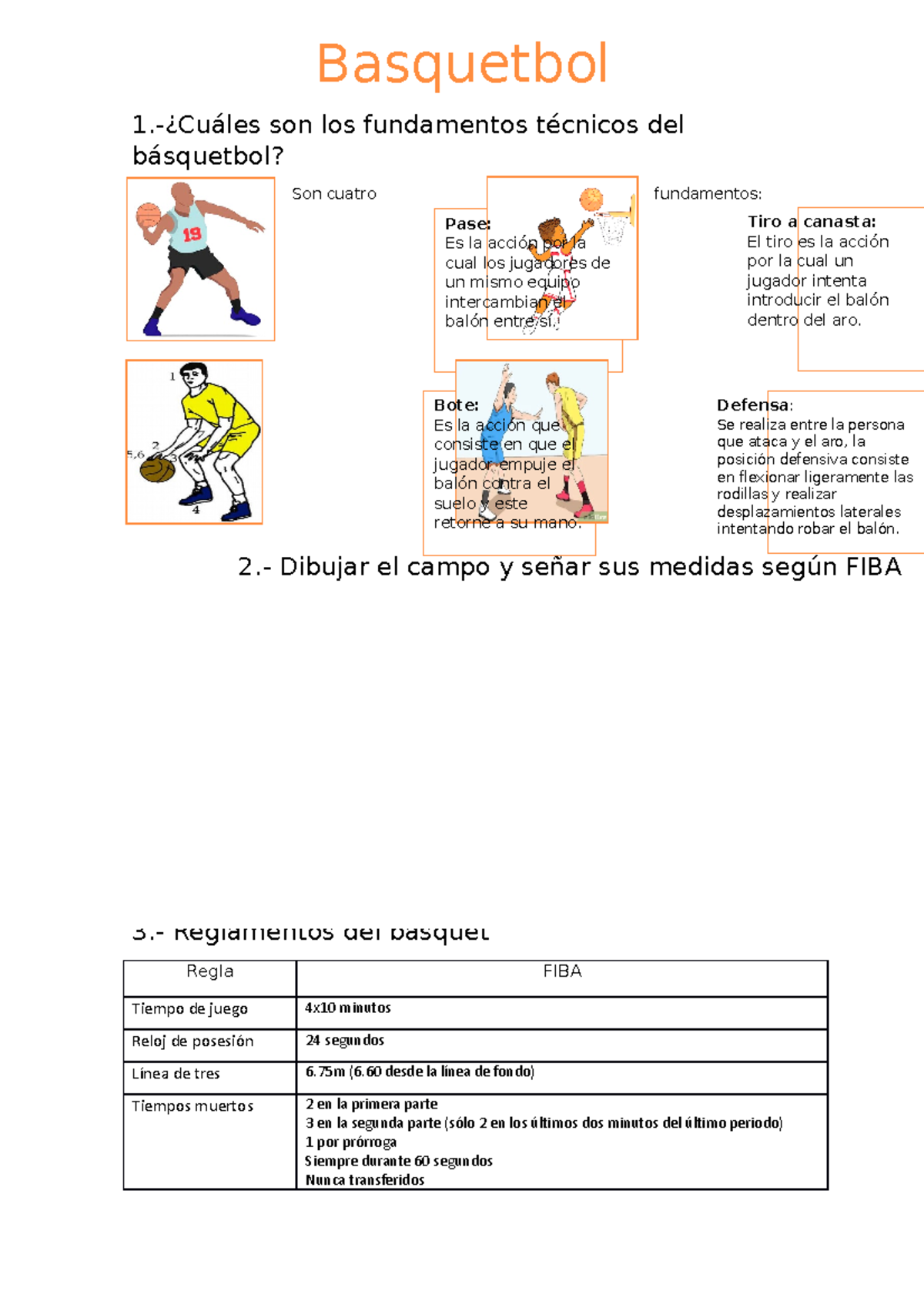 Acerca del basquet - 1.-¿Cuáles son los fundamentos técnicos del ...
