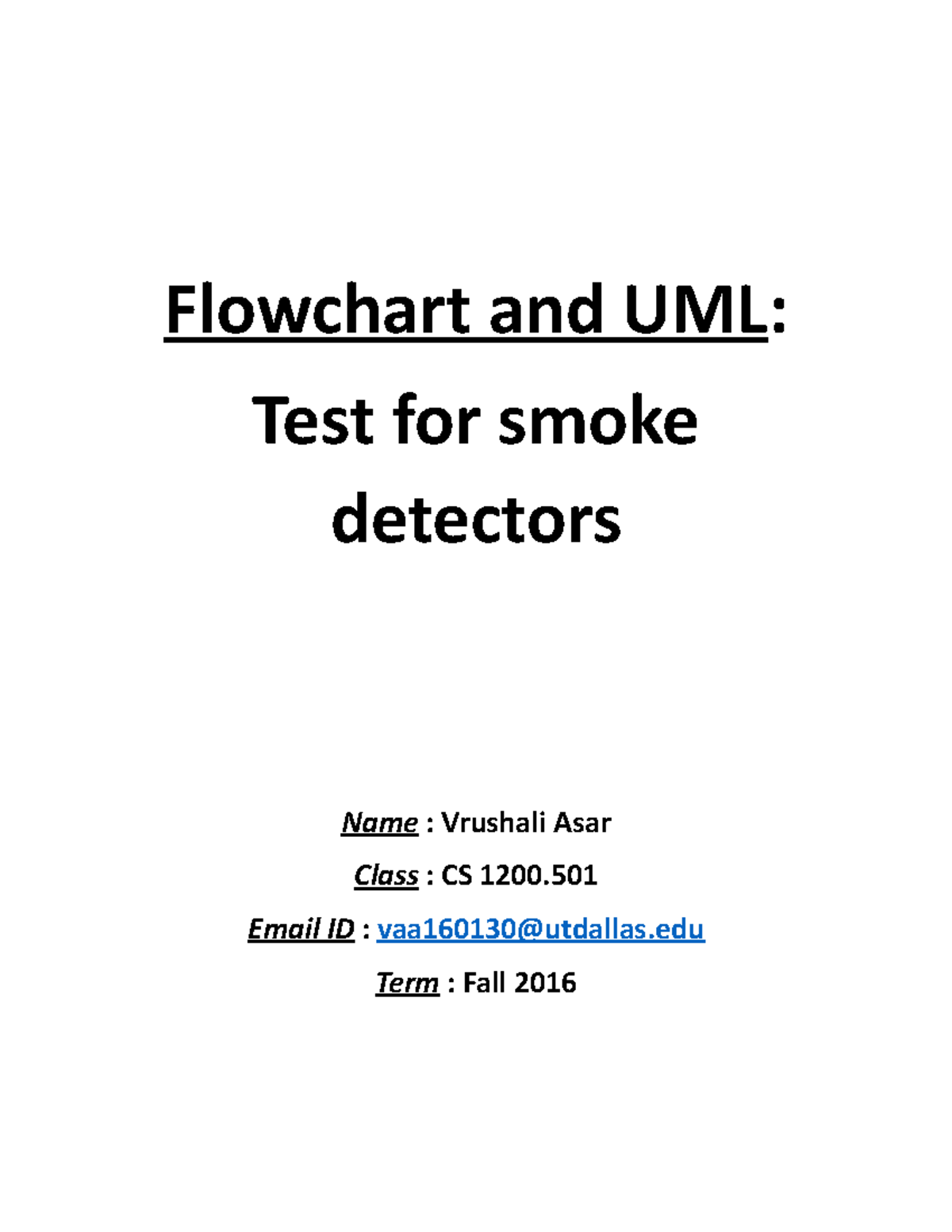 Flowchart and UML to Test Smoke Detectors - Flowchart and UML: Test for ...