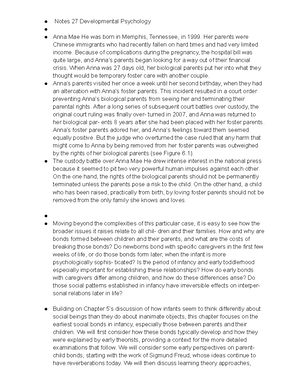 Notes 28 Developmental Psychology - Notes 28 Developmental Psychology ...