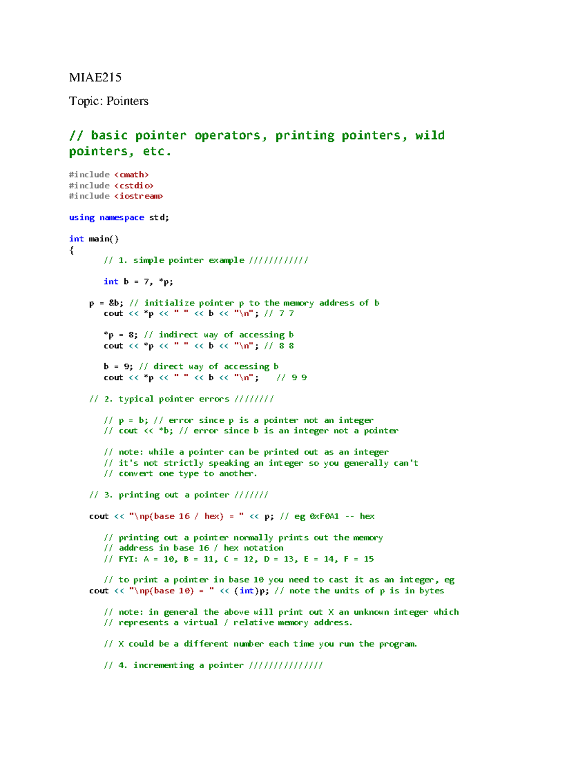 Pointers explaination_215 - MIAE Topic: Pointers // basic pointer ...