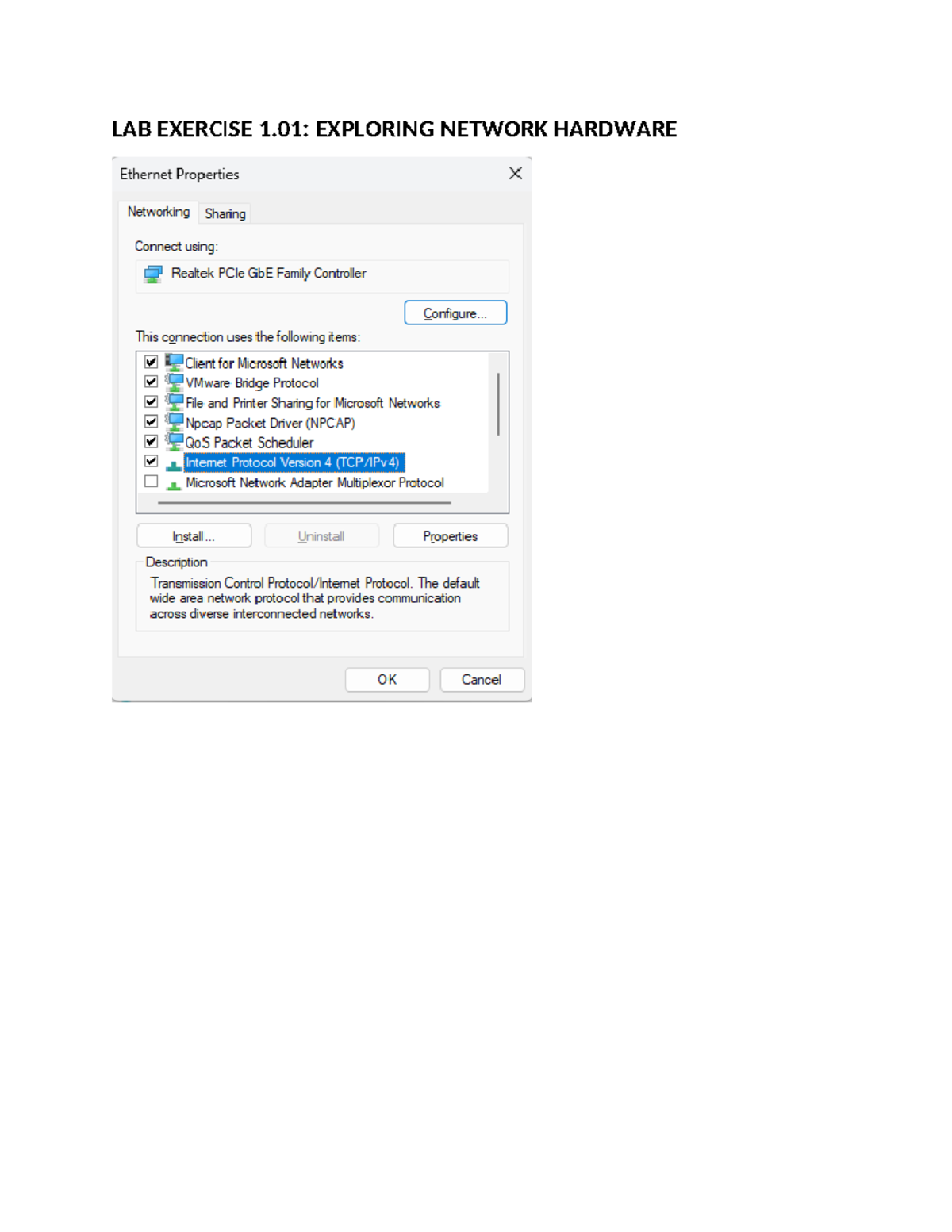 Nguyen Quang Nhat-Lab 1 - LAB EXERCISE 1: EXPLORING NETWORK HARDWARE LAB EXERCISE 1 ...