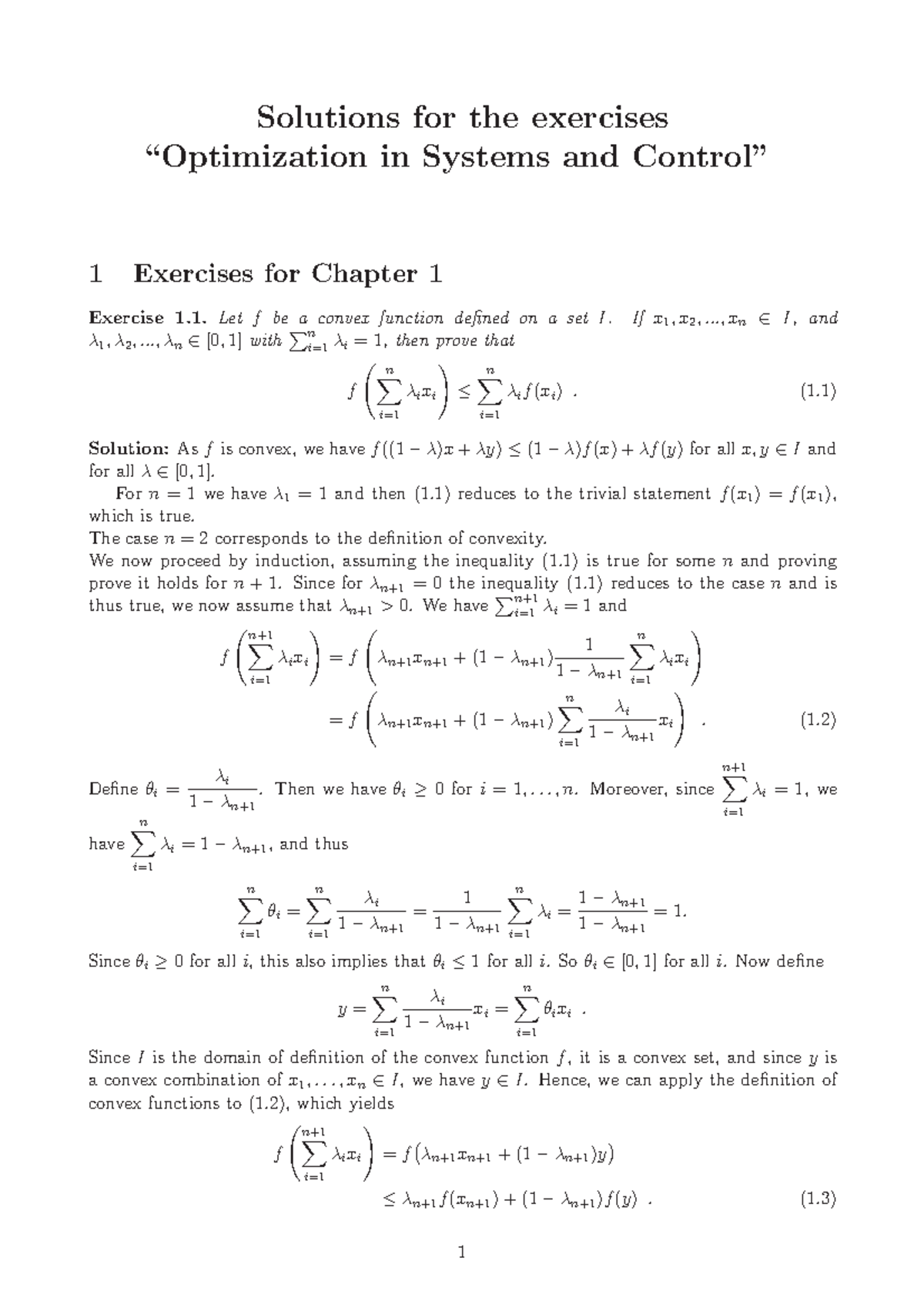 Exercises, answers - Solutions for the exercises “Optimization in ...