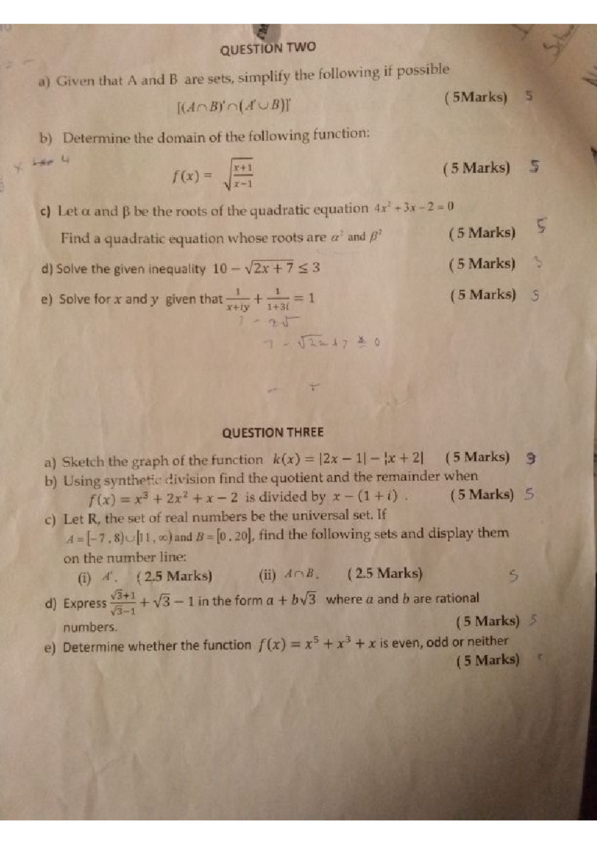 MA 110 test 1 2020 2021 - Introduction to general Mathematics - Studocu