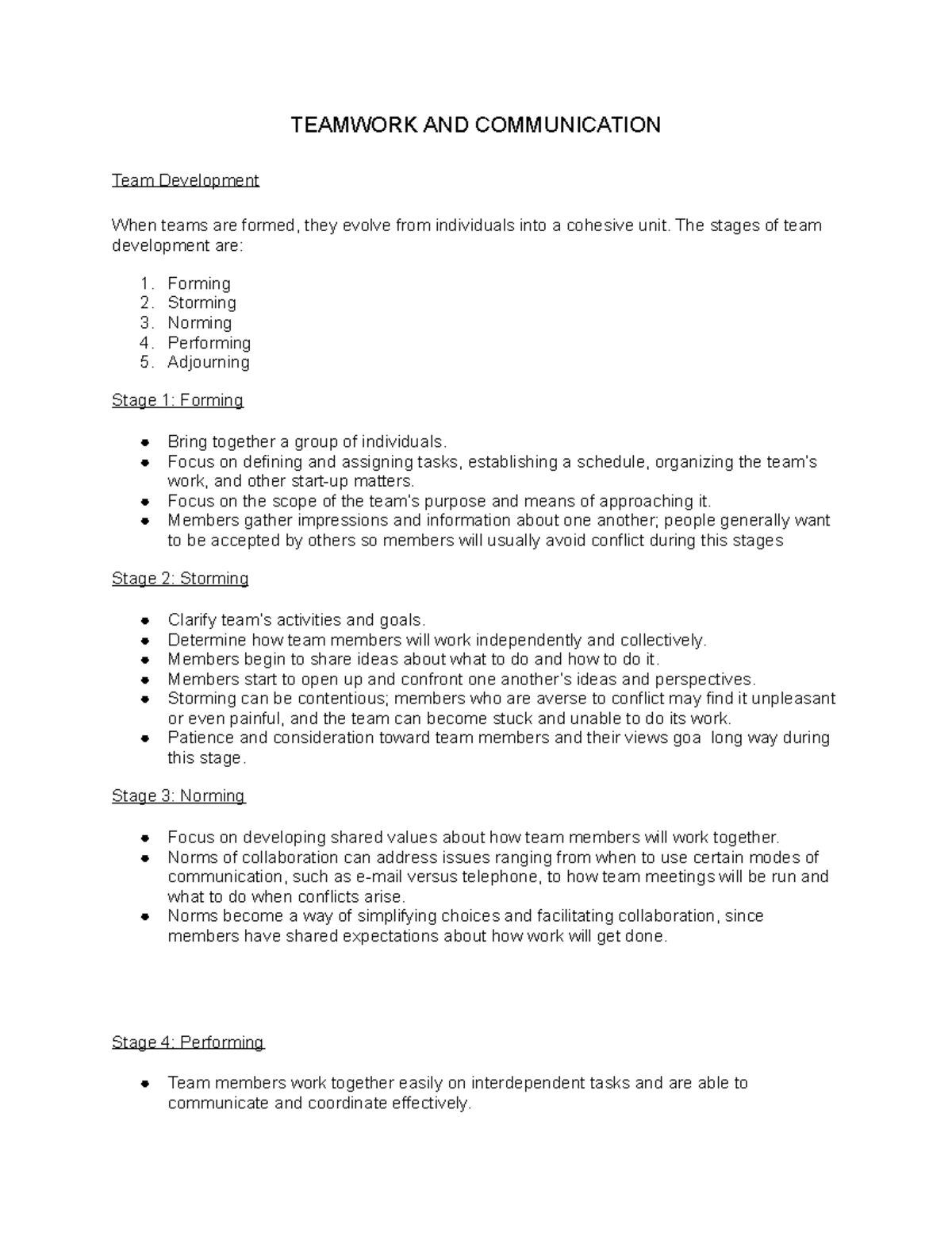 Intro to Business Chapter 11 Part 2 Notes - TEAMWORK AND COMMUNICATION ...