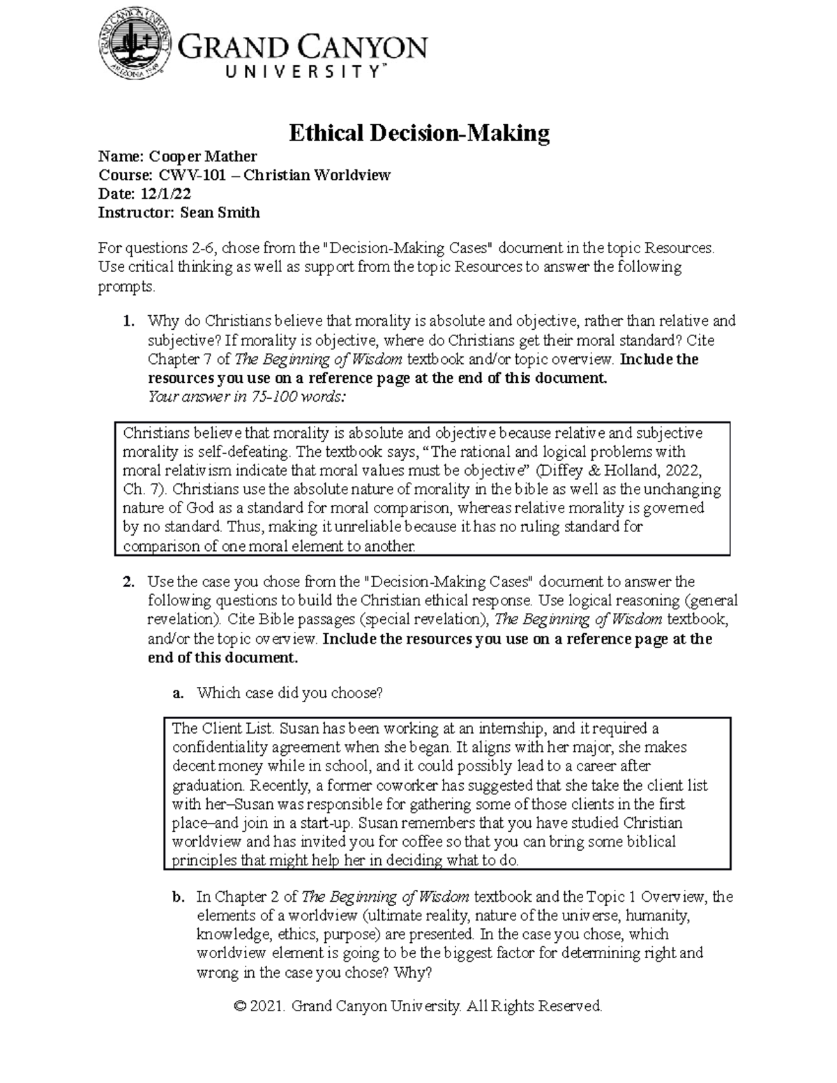 Christian Worldview and Ethics: Morality Worldview Elements and ...