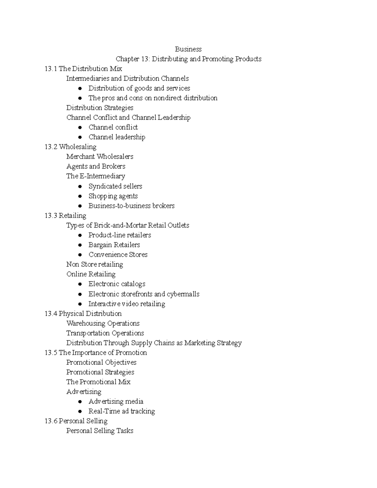 Buisness Chapter 13: Distributing and Promoting Products - Studocu
