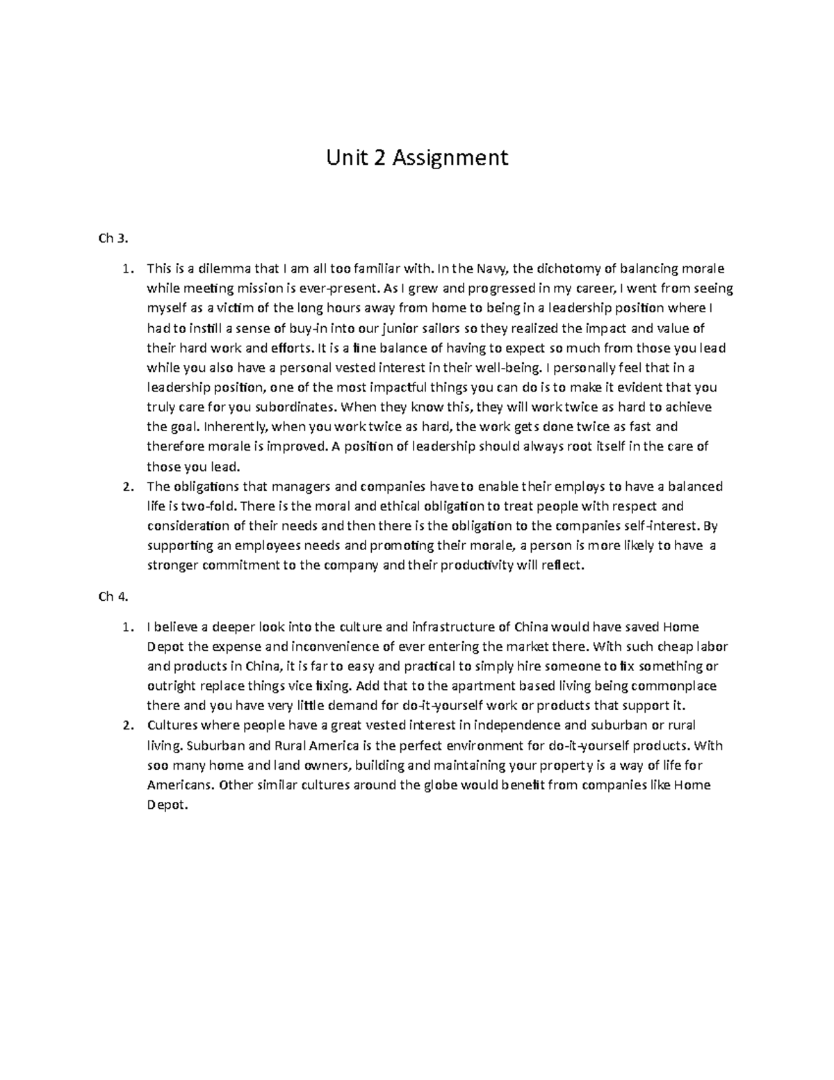 Unit 2 Assignment - Unit 2 Assignment Ch 3. This is a dilemma that I am ...