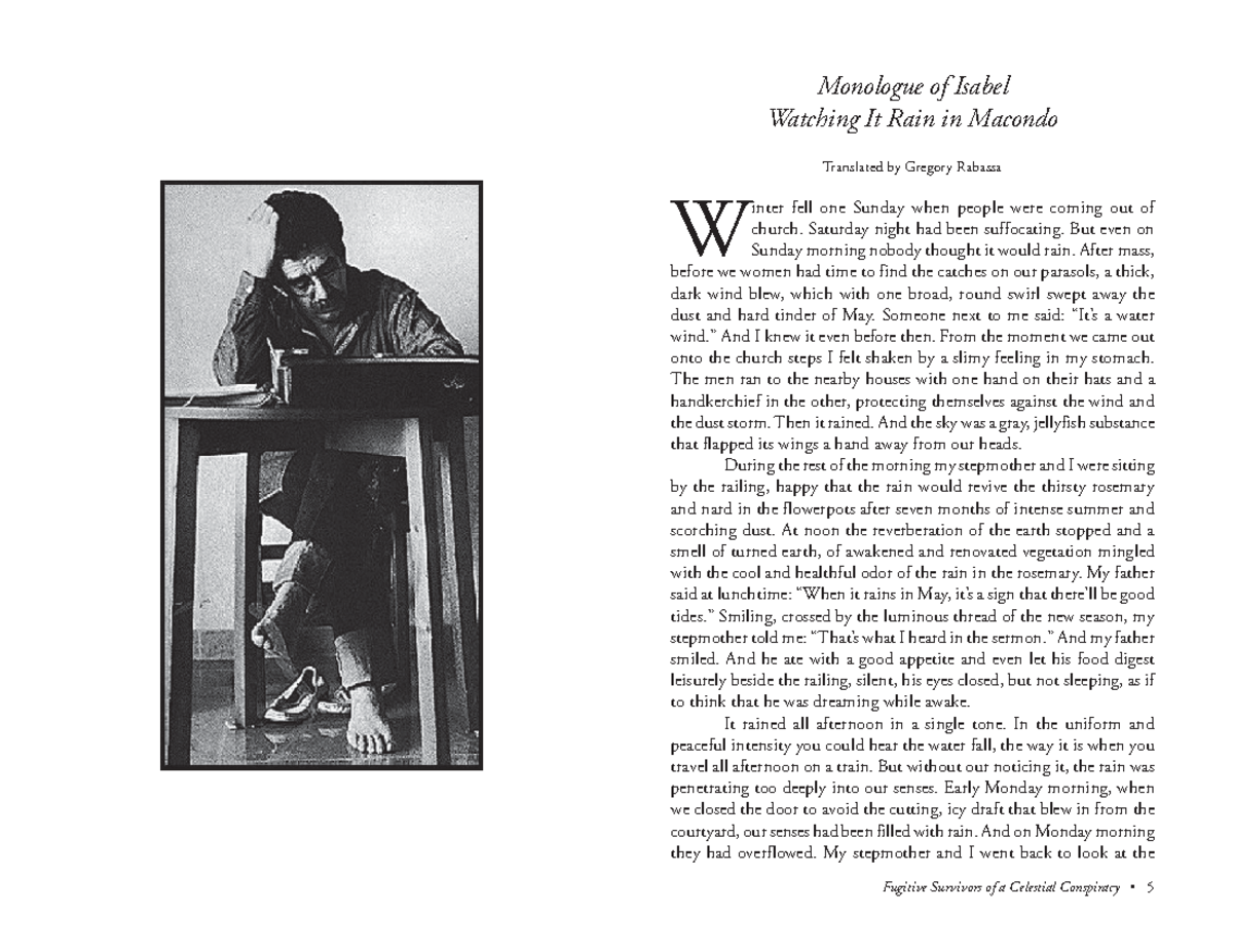 Monologue of Isabel Watching It Rain in Macondo - Fugitive Survivors of a Celestial Conspiracy ...