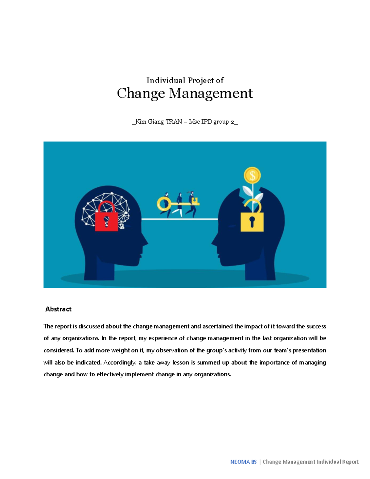Change Management- Final individual report - Individual Project of ...