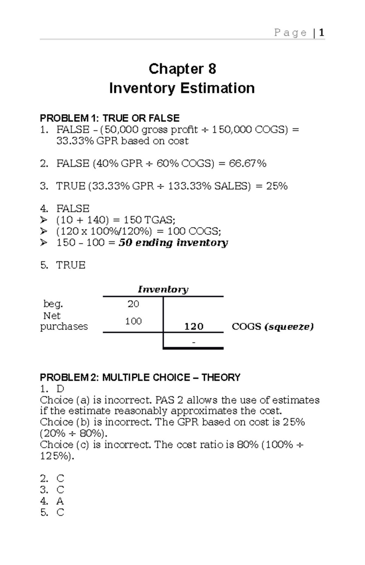 SOL. MAN. Chapter 8 Inventory Estimation IA PART 1A 2020 Edition ...